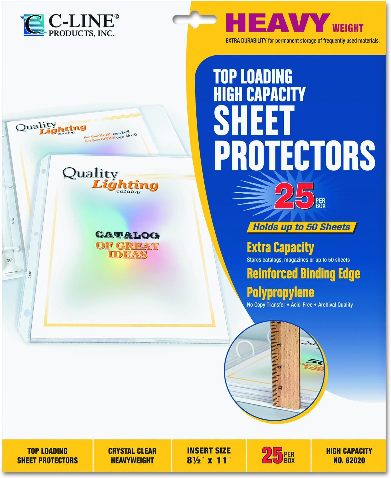 Amazon.com : C-Line High-Capacity Top-Loading Sheet Protectors ...