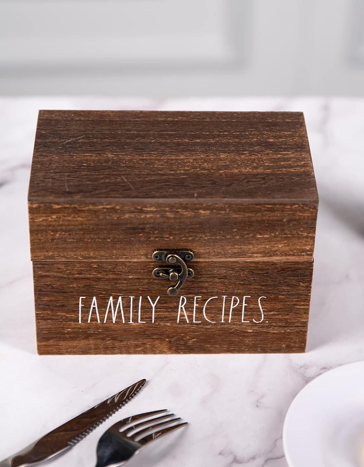 Amazon.com: Wooden Box – Wood Storage Box - Wood Recipe Box with Lid ...