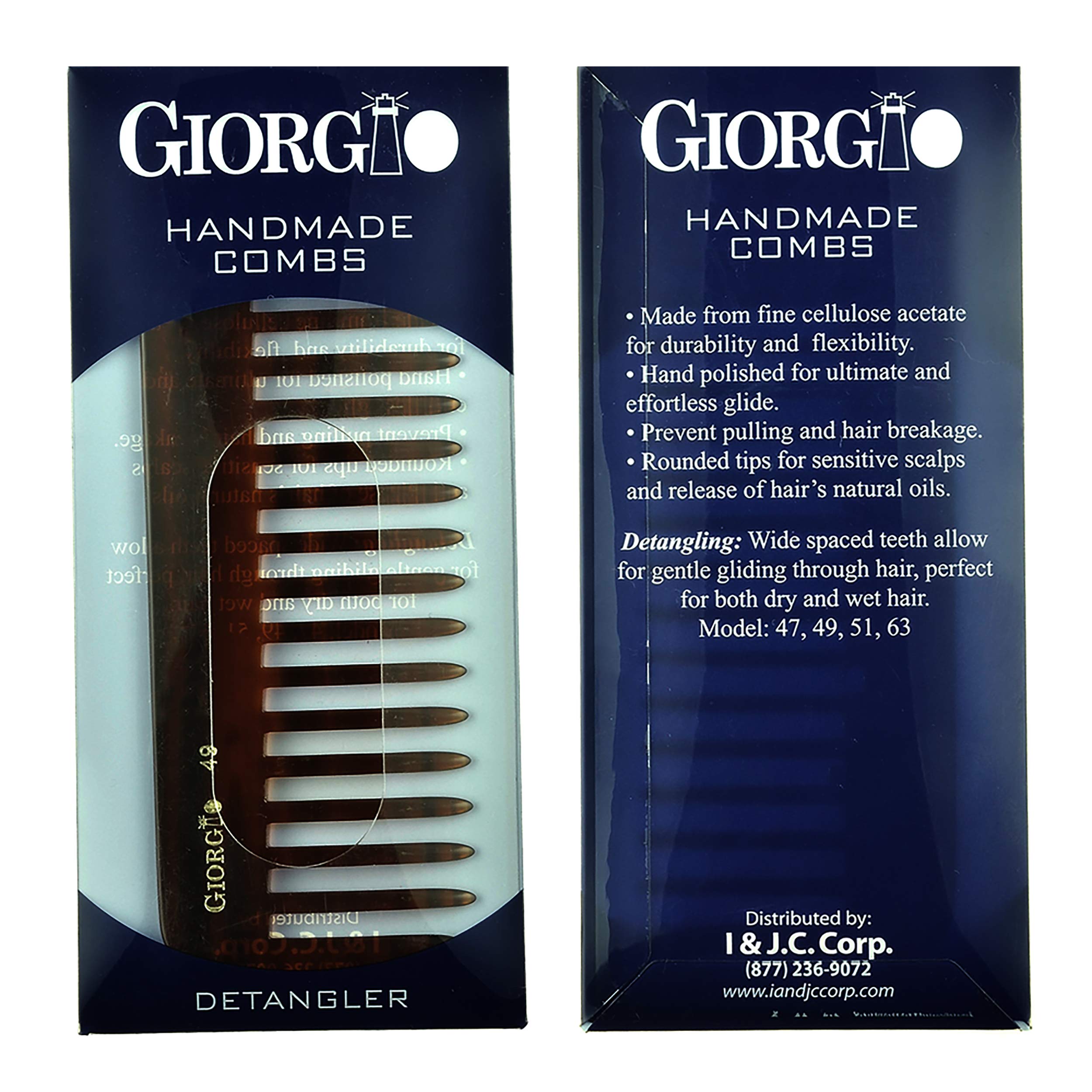 Giorgio G49 Large 5.75 Inch Hair Detangling Comb, Wide Teeth for Thick ...