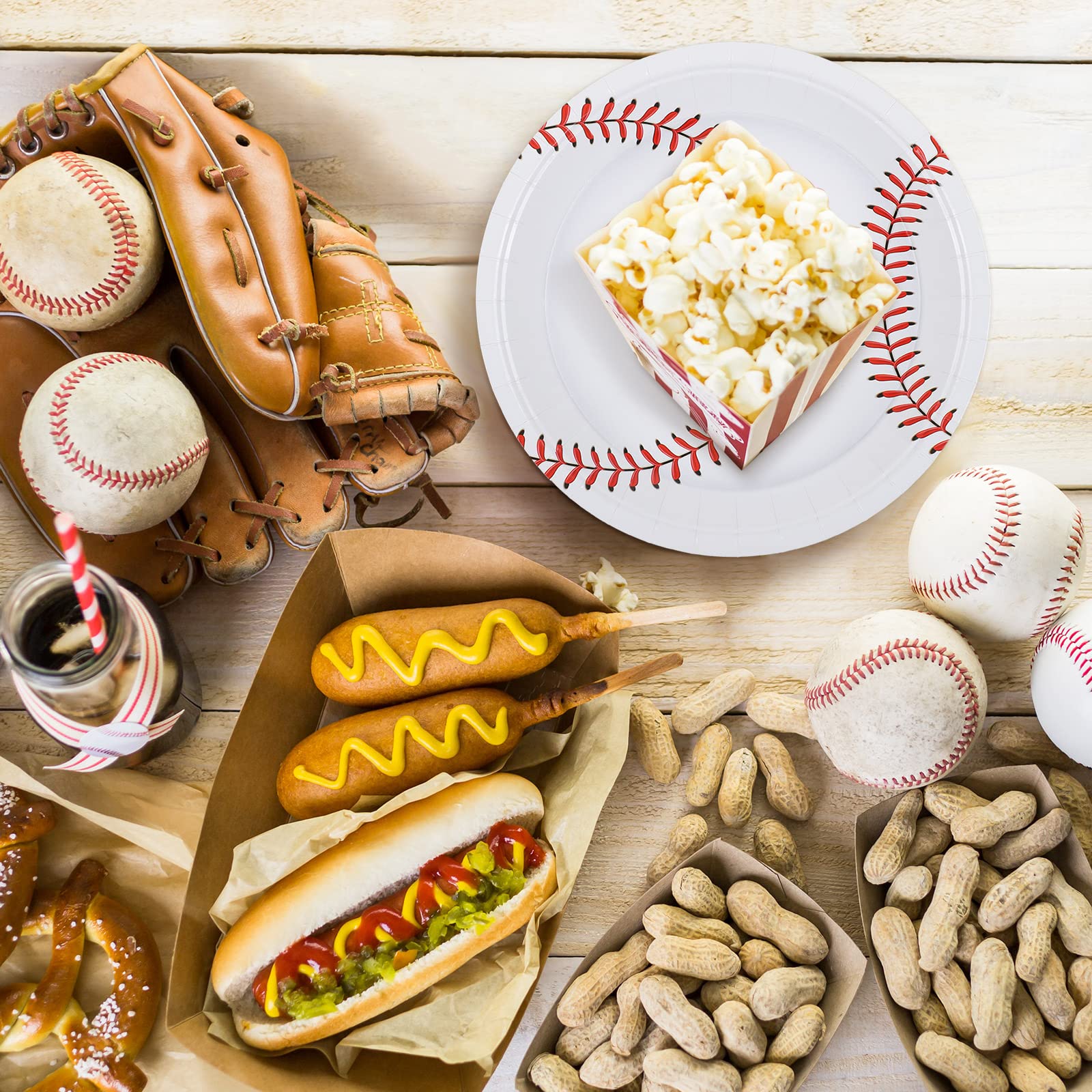 Snapklik.com : Durony 60 Pack Baseball Plates 9 Inch And 7 Inch Round ...