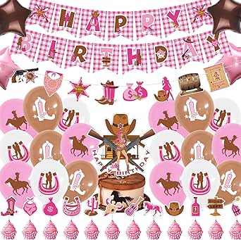 Amazon.com: KEFAN Western Cowgirl Birthday Party Decorations with 2 ...