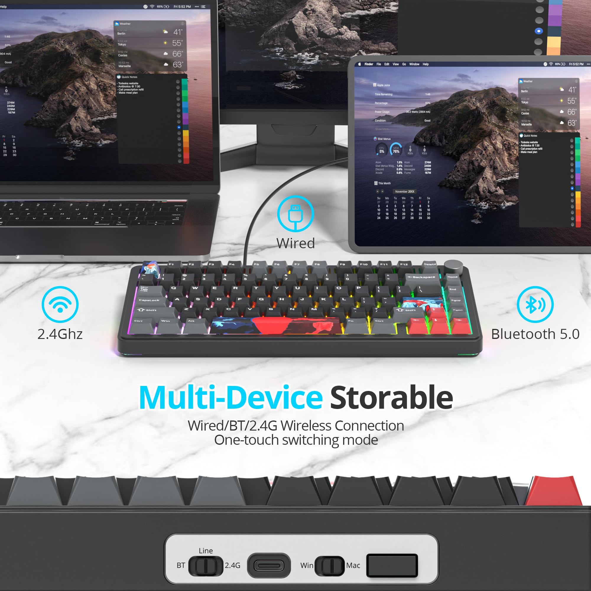 Snapklik.com : M75 Wireless Creamy 75% Mechanical Gaming Keyboard, Hot ...