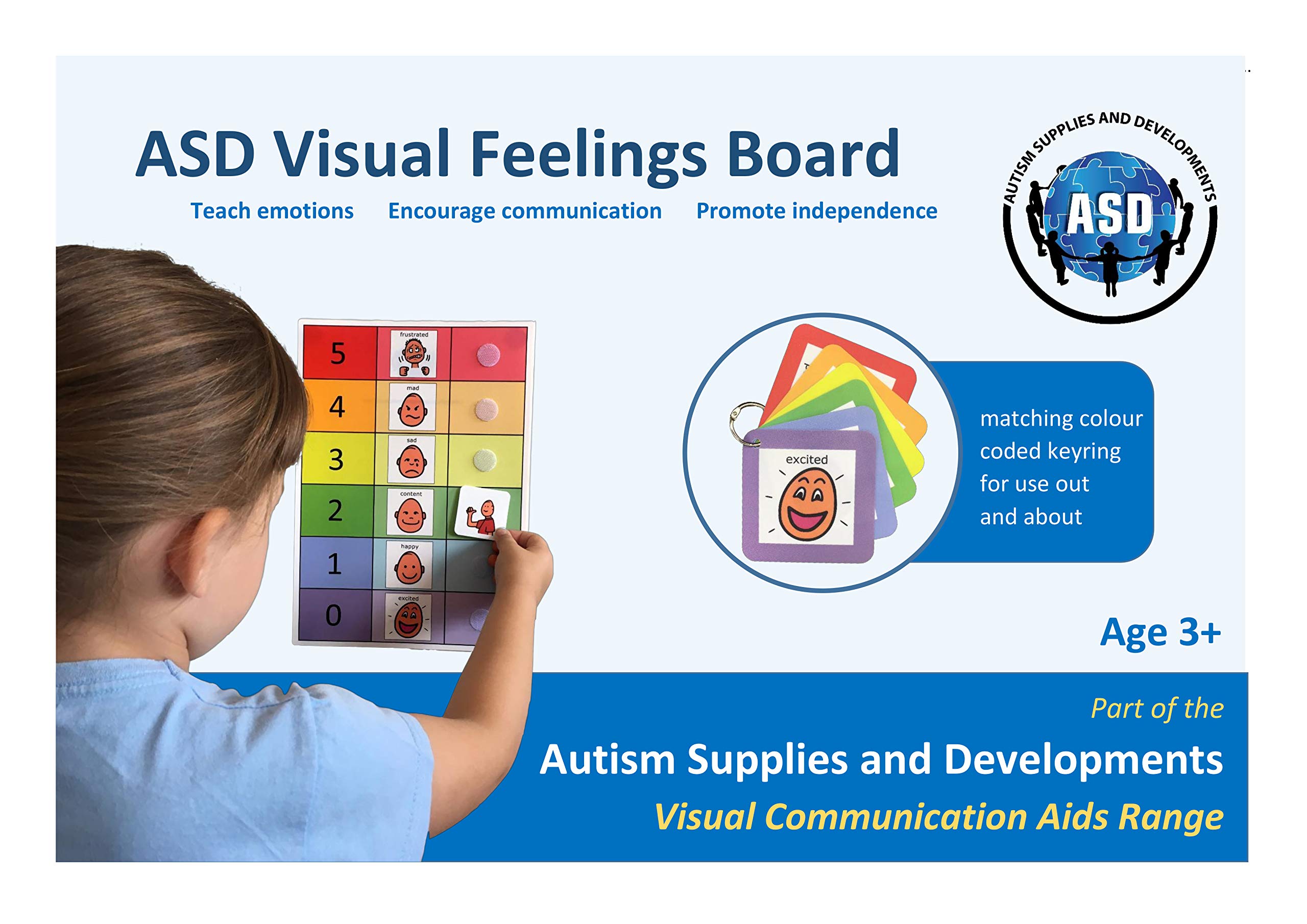 Buy Plastic Visual ASD Feelings Board & Keyring (Picture Communication ...