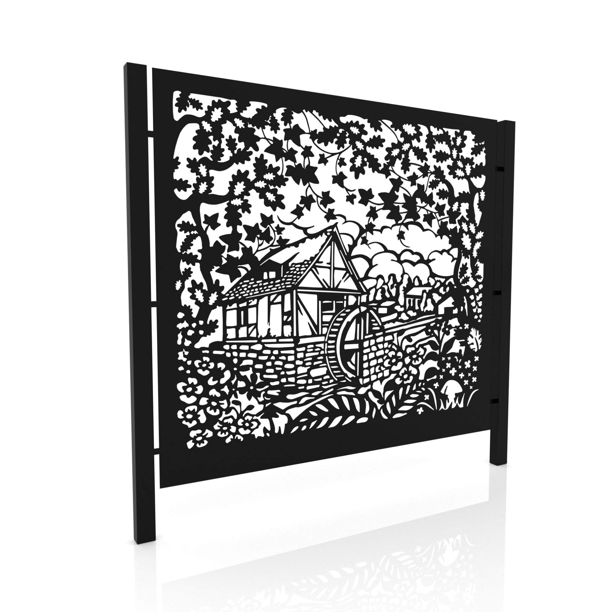 Buy WATER MILL Fence Panel Privacy Screen Laser Cut Metal - Garden ...