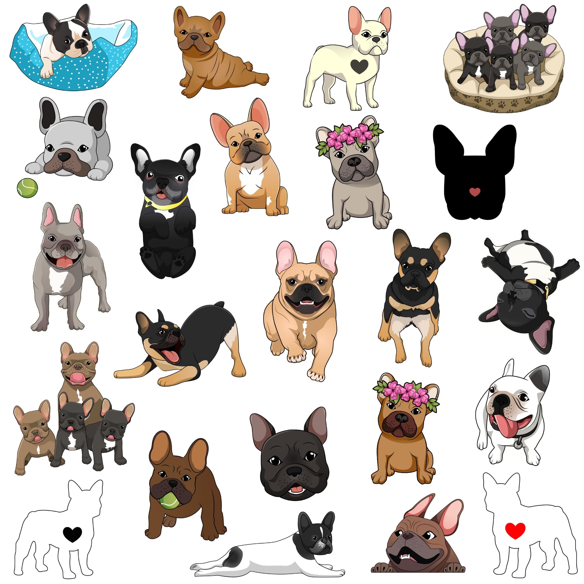 Amazon.com: McEtt Frenchie Dog Sticker Sheets - Cute French Bulldog ...
