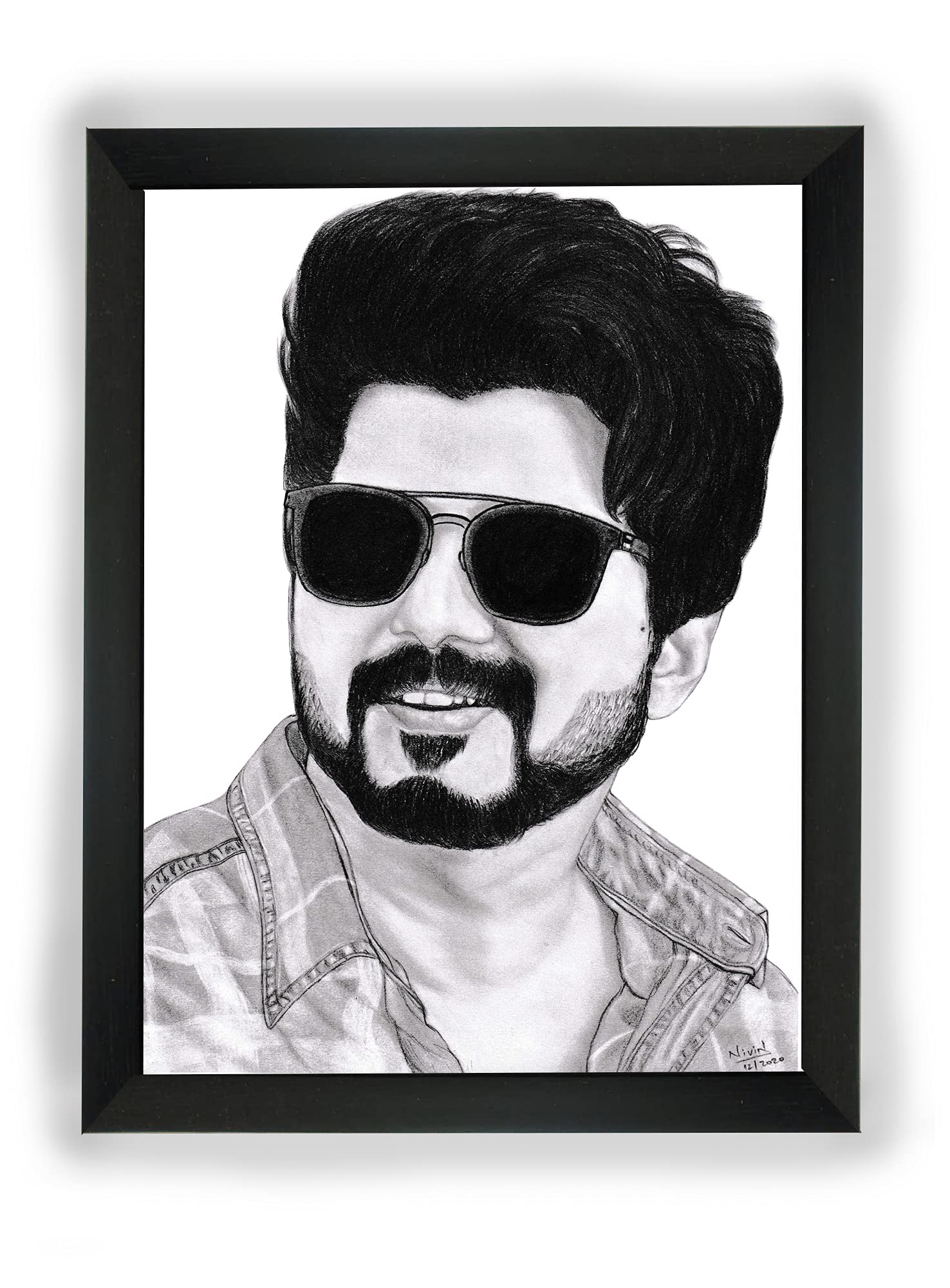 Buy Pencil Drawing, scanned copy with frame ,of Actor Vijay (Thalapathy ...