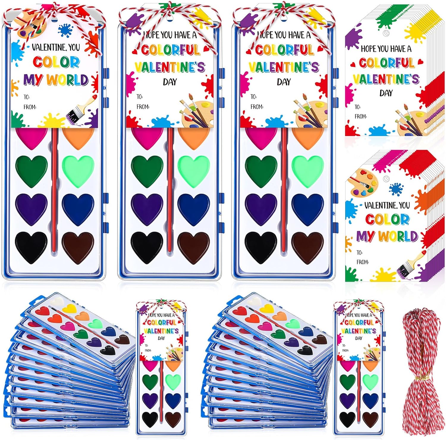 Amazon.com: Sabary 12 Pack Valentines Day Watercolor Paint Sets Gifts ...