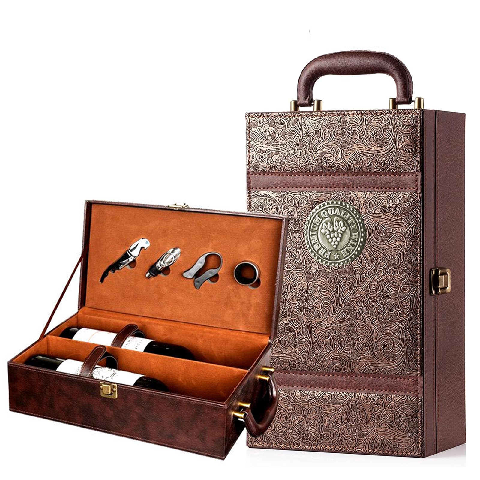 Amazon.com | QZONELIFE Wine Gift Box Set Wine Box with 4pcs Wine ...