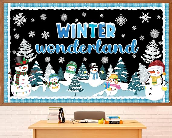 Amazon.com: Winter Wonderland Bulletin Board Set Winter Snowman ...
