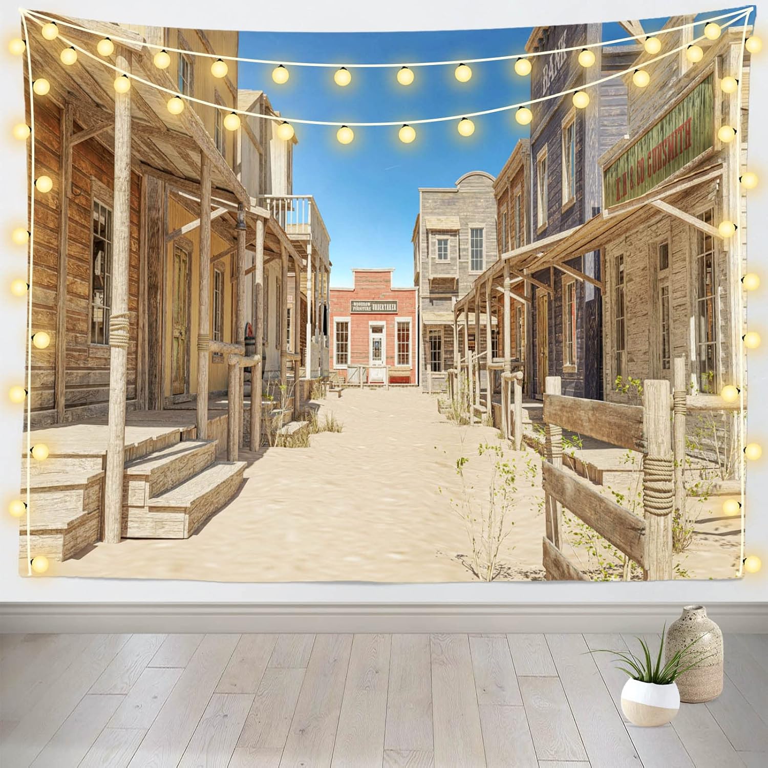 Amazon.com: Loccor Old Western Town Tapestry Old Wild West Small Town ...