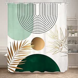 Amazon.com: KOMLLEX Green Chic Mid Century Abstract Shower Curtain for Bathroom Decor 60Wx72H ...