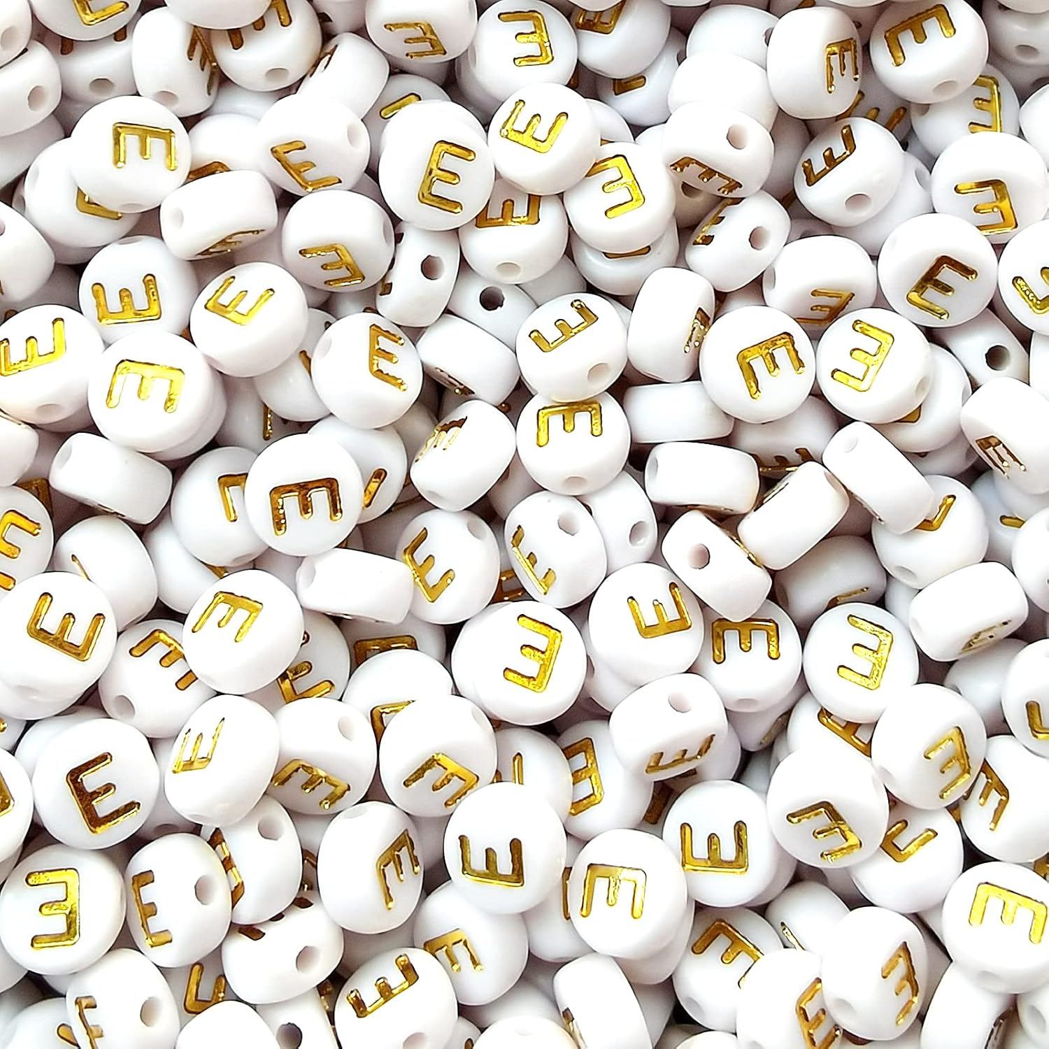 Amazon.com: Amaney Vowel Letter Beads E 100pcs 7x4mm White Round ...