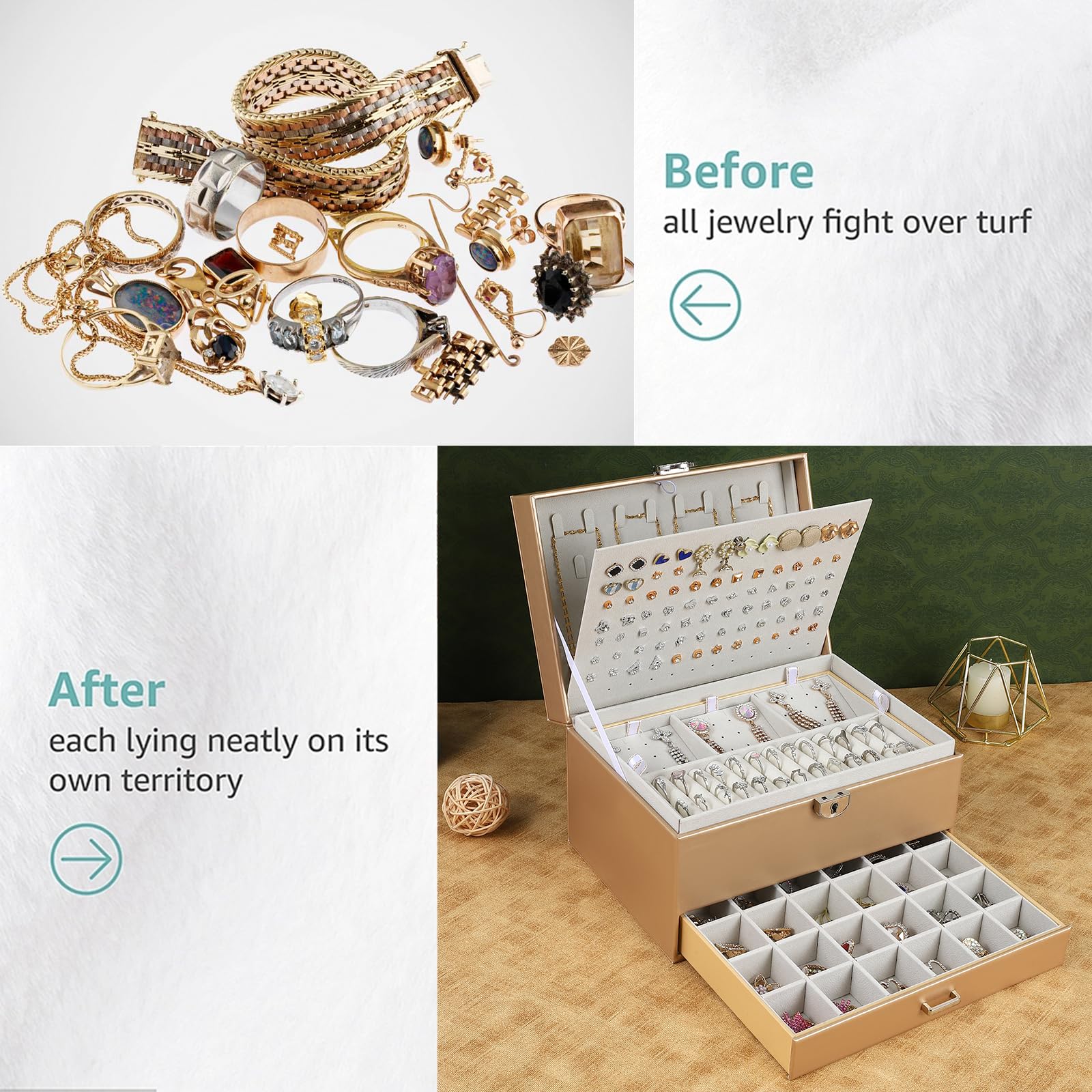 BOOVO Earring Jewelry Box For Women Girl Stud Organizer, 5 Layers Girl ...