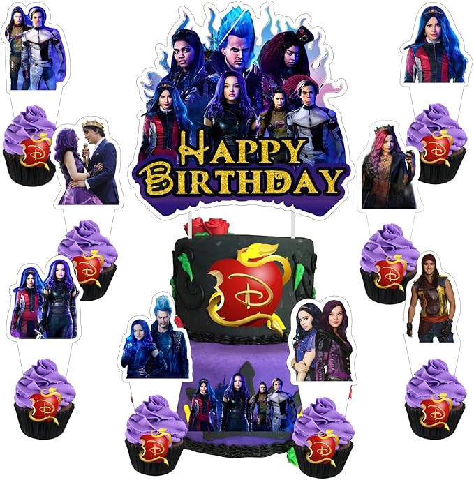 Amazon.com: 25pcs Descendants Cake Decorations with 1pcs Cake Topper ...