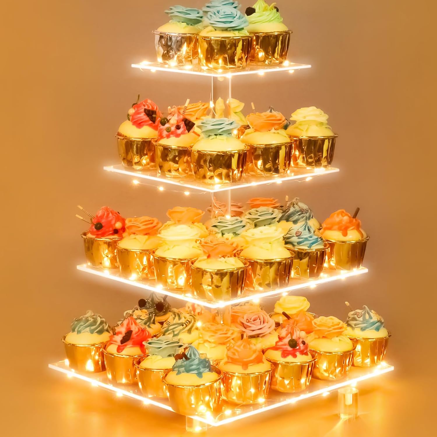 Weddingwish Pastry Stand 4 Tier Acrylic Cupcake Display Stand Cake ...