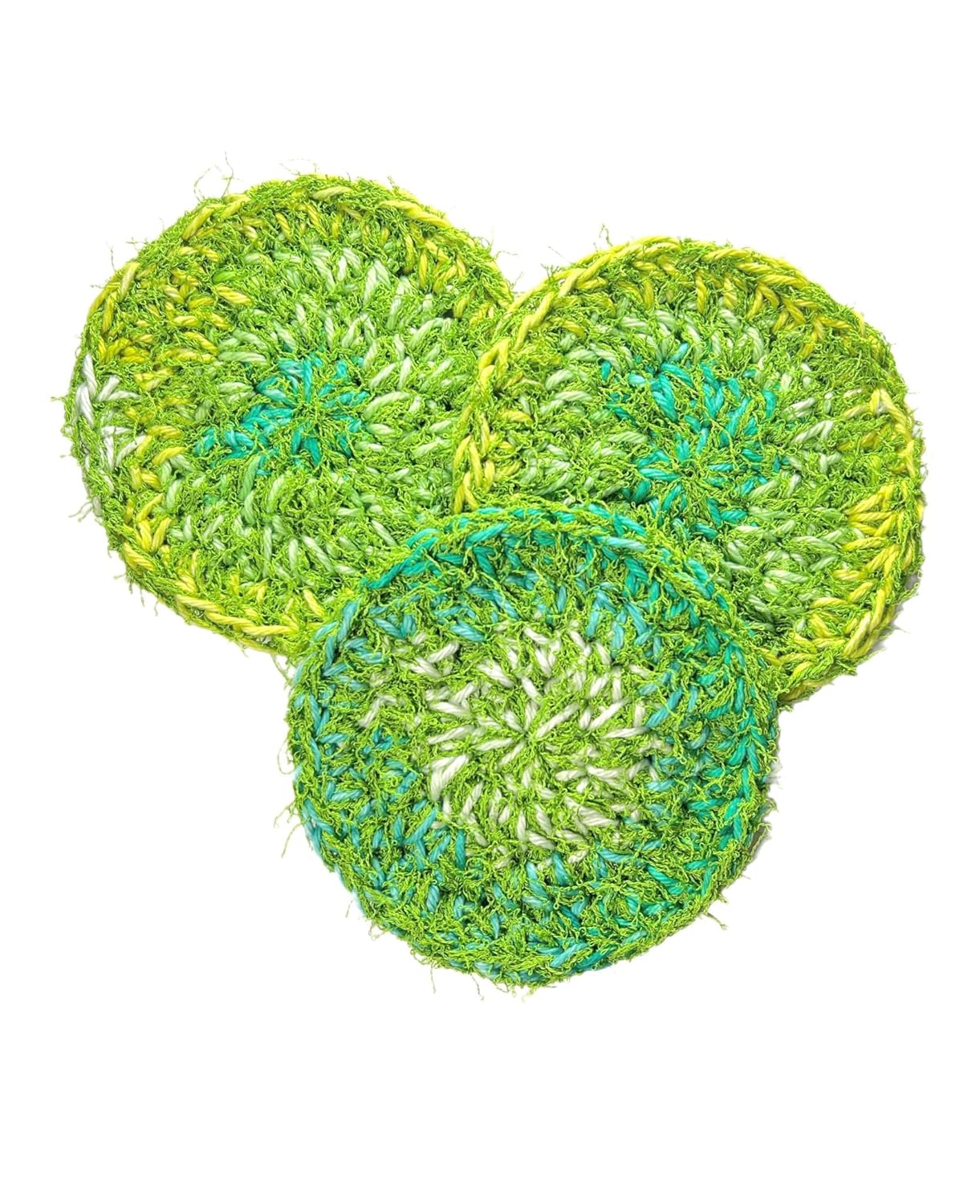 Amazon.com: Lime Green Hand Crochet Scouring Pads Scrubbies - Set of 3 ...