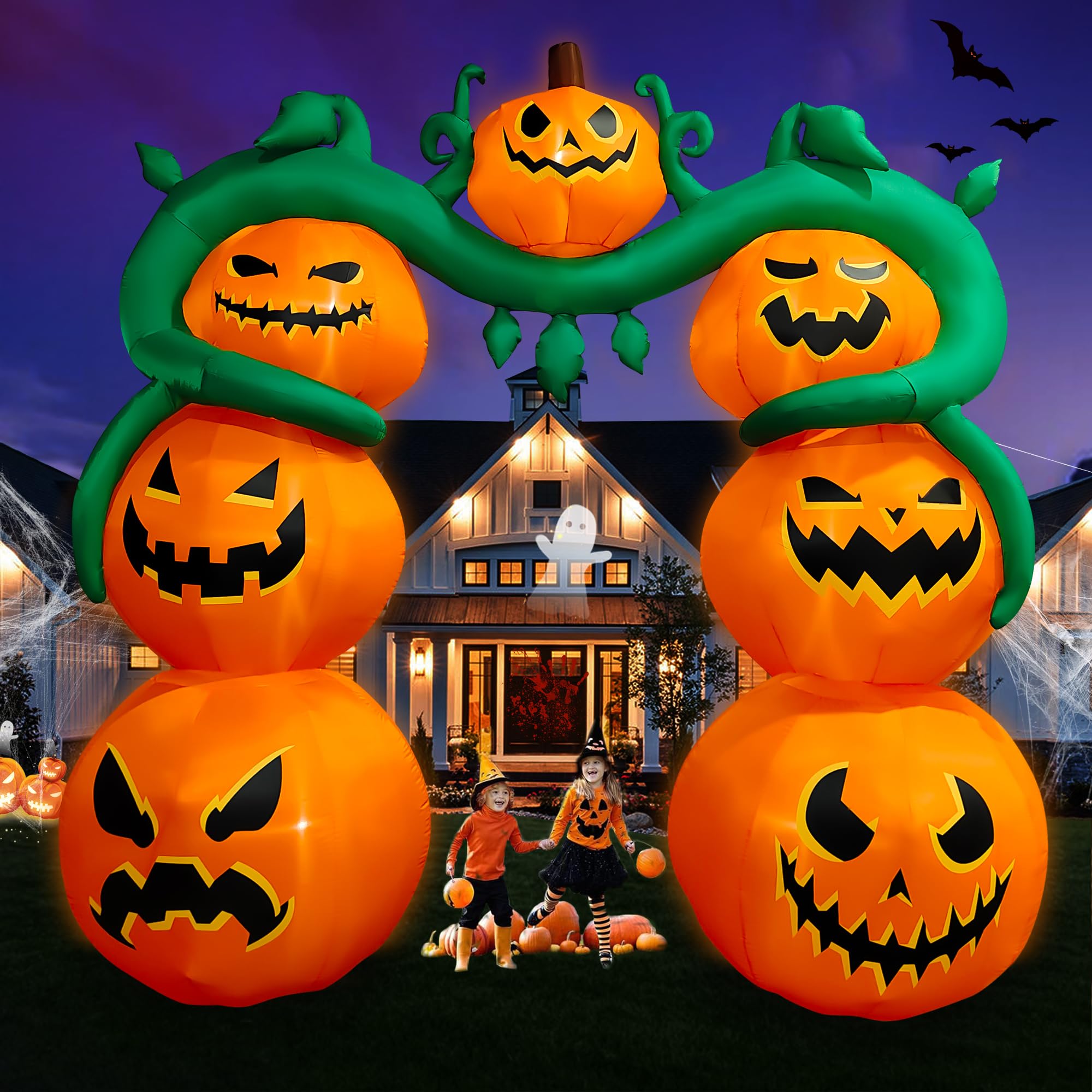 Amazon.com: SEASONBLOW 9 Ft Halloween Inflatable Pumpkin Archway ...