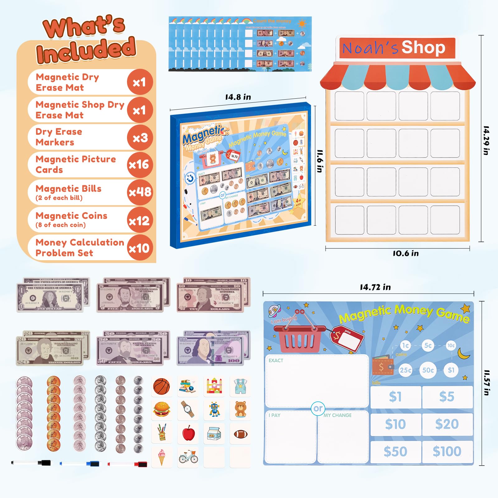 Snapklik.com : 92 PCS Magnetic Money For Kids Learning, Math ...