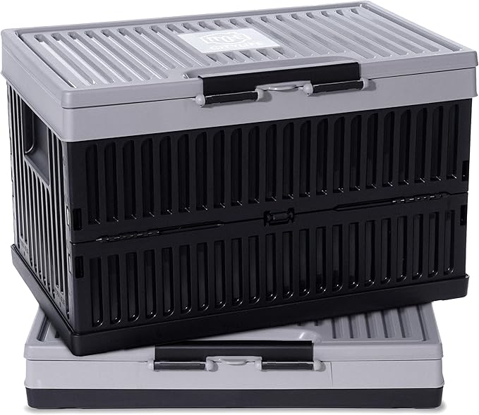 Citylife 2 Packs 35L Folding Storage Boxes with Waterproof Bag Large Collapsible Plastic Storage ...