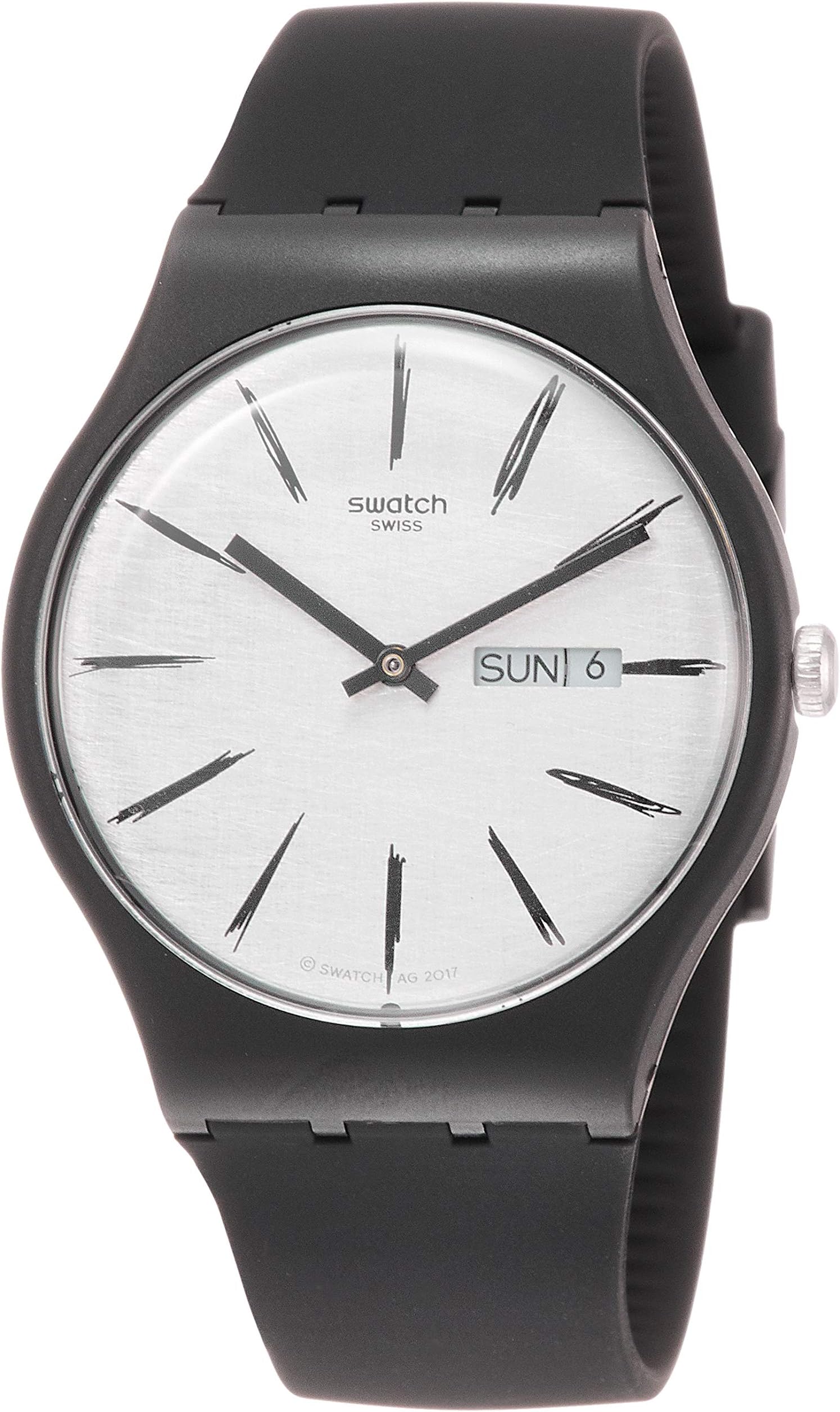 Swatch Damen Analog Quarz Uhr mit Silikon Armband SYXS108 : Amazon.de ...
