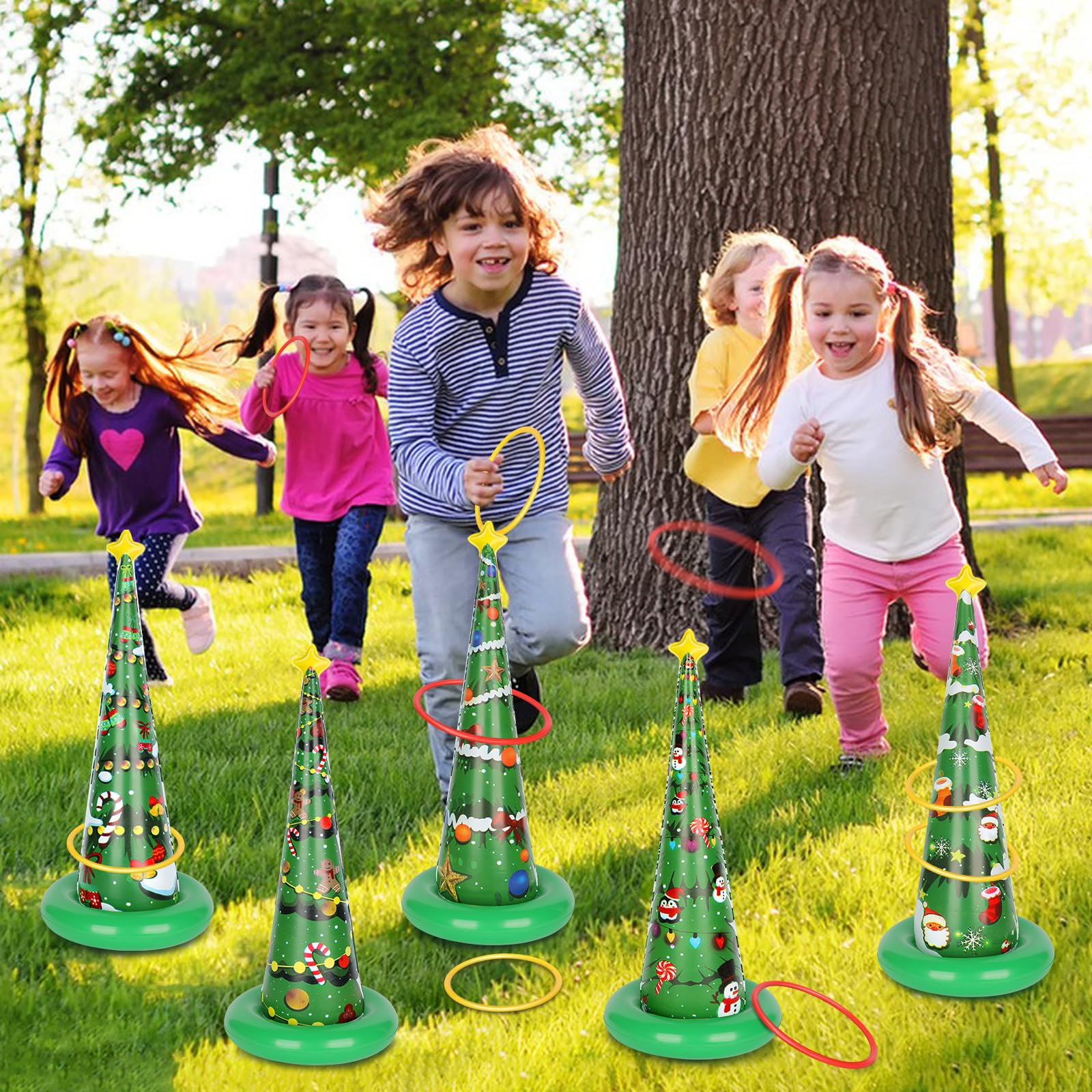Snapklik.com : 5 Pack Inflatable Christmas Tree Ring Toss Game
