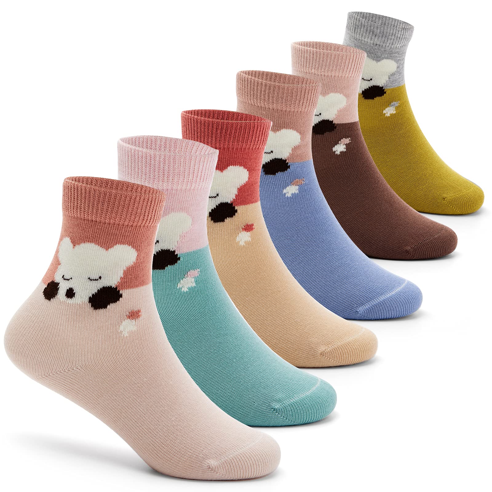 Snapklik.com : Big Girls Cotton Crew Socks Kids Seamless Toe Socks ...