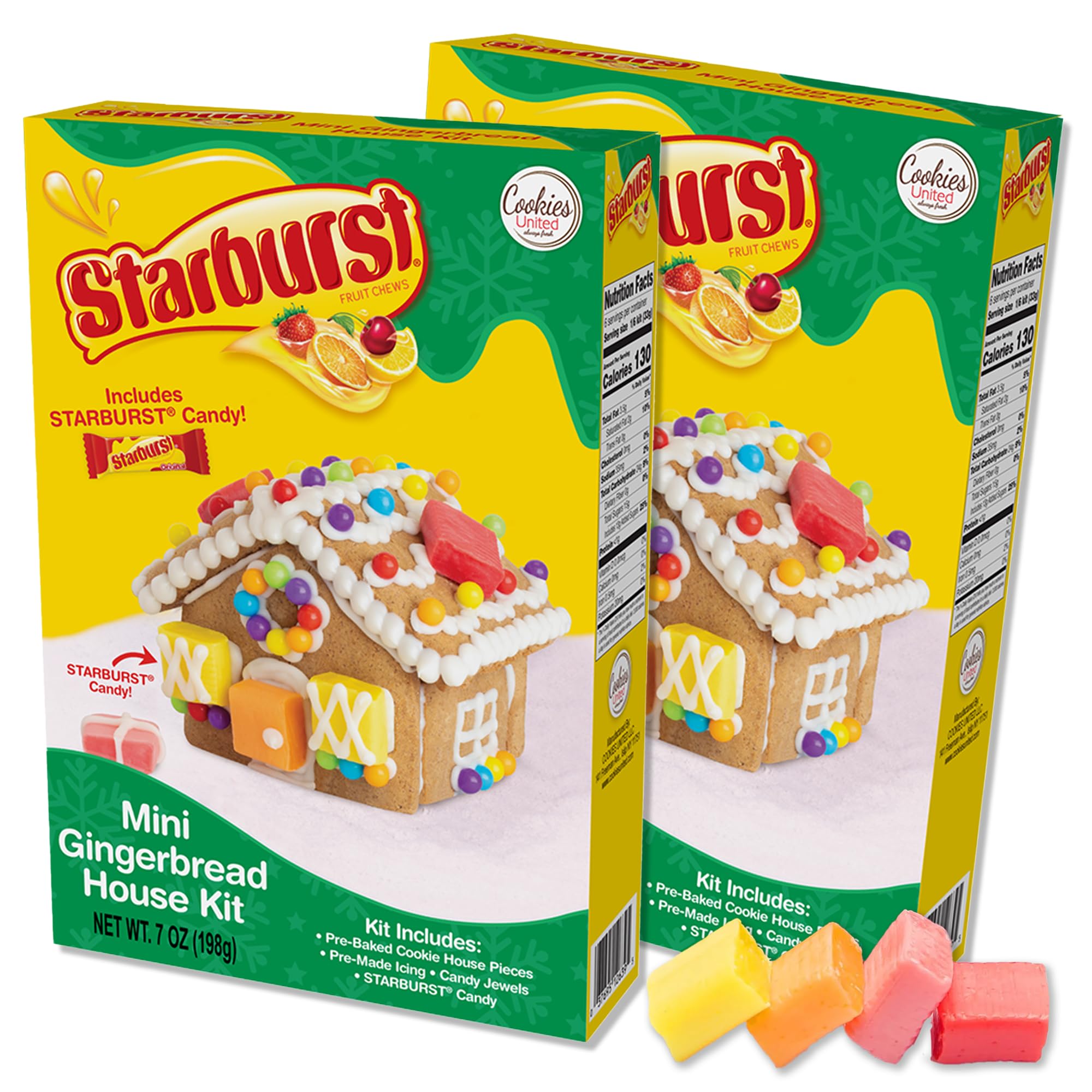 Amazon.com : Fruity Candy Chews Christmas Mini Gingerbread House Kit 2 ...