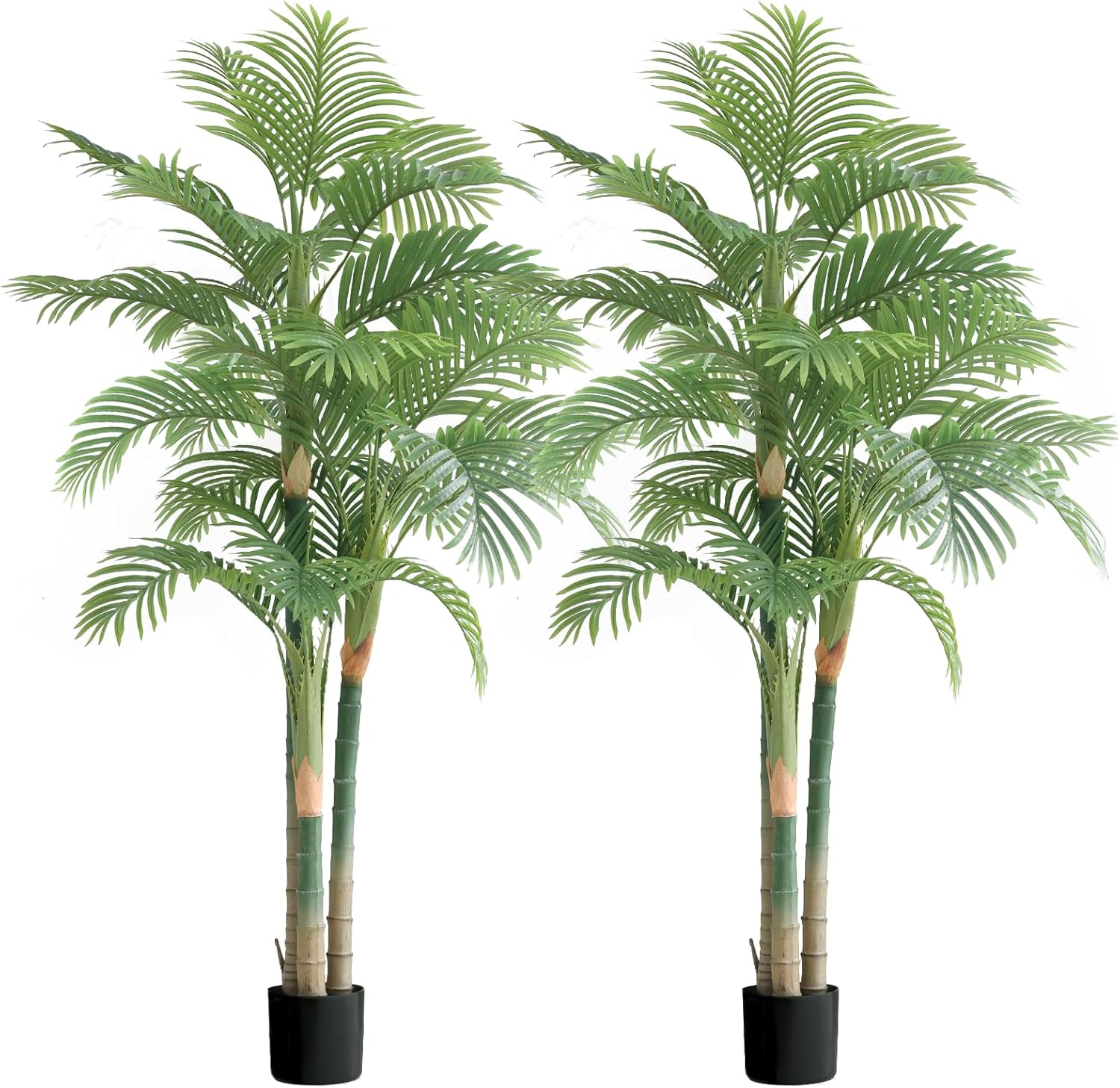 Amazon.com: 7FT Fake Palm Trees 2pcs, Artificial Golden Cane Palm Tree ...