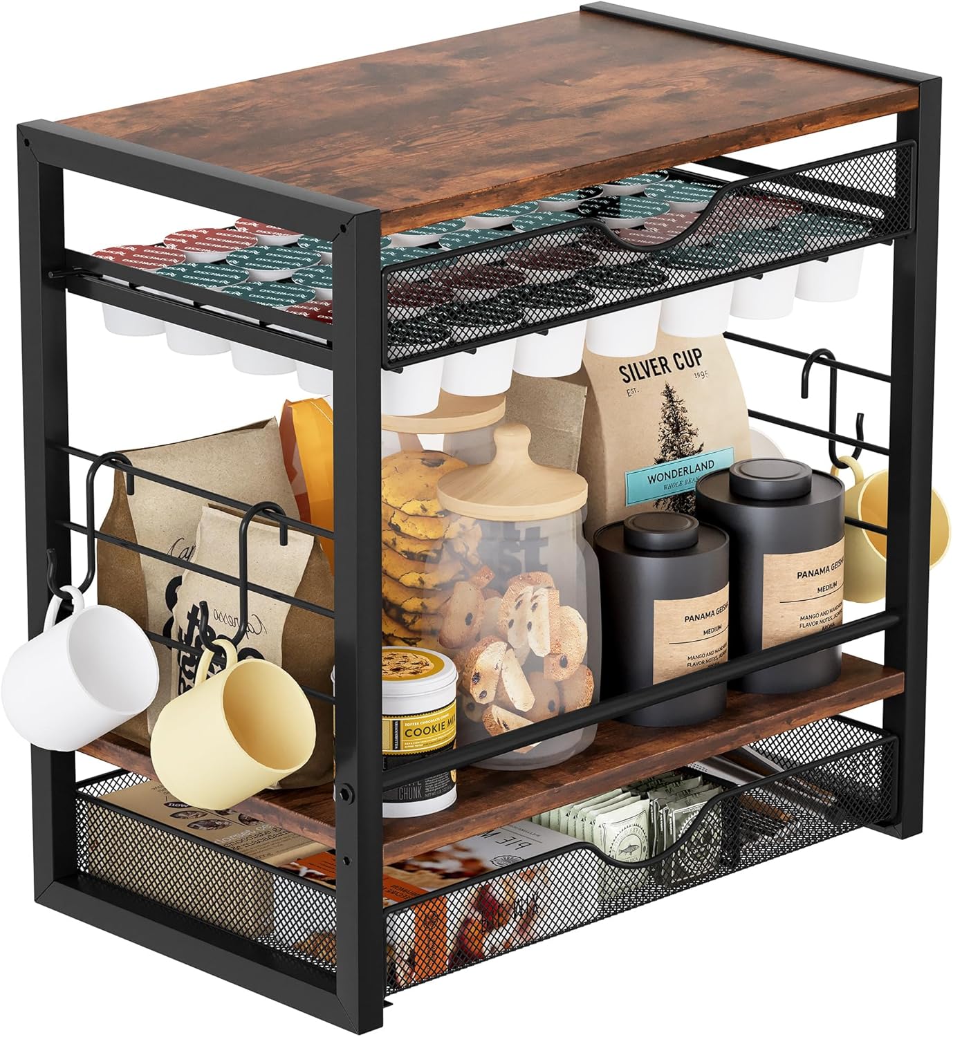 Amazon.com: IZLIF Coffee Bar Organizer Countertop Station Shelf - 4 ...