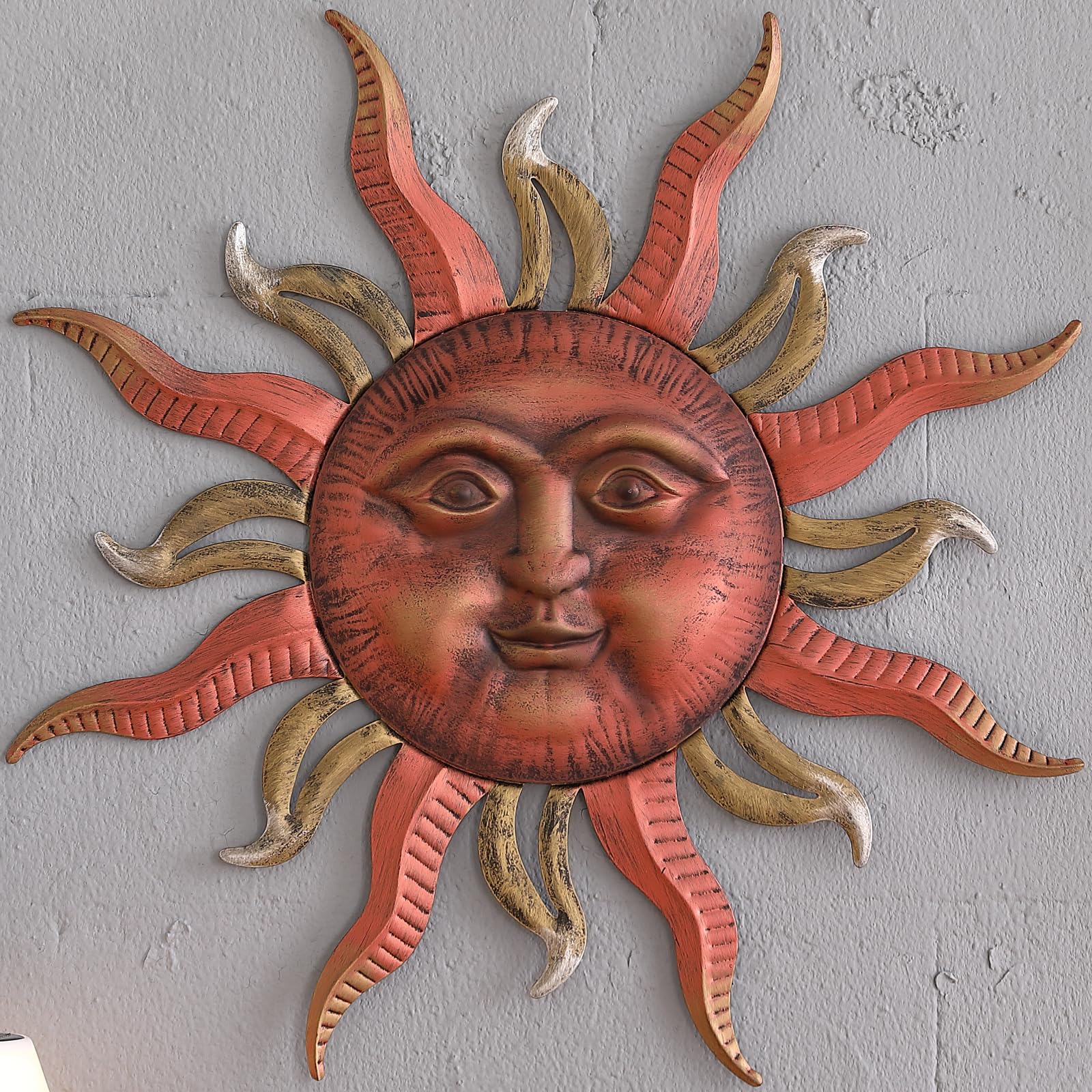 Amazon.com: MOCOME 31" Large Metal Sun Wall Decor Outdoor, Sun Art Wall ...