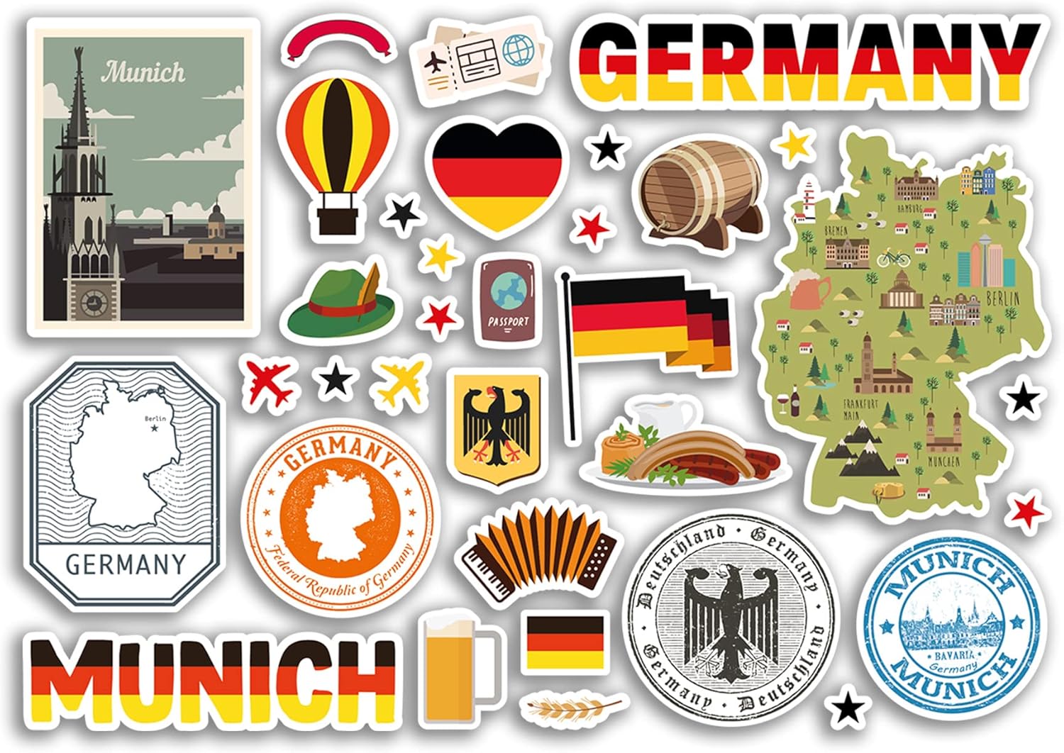 A5 Sticker Sheet Munich Landmarks Vinyl Stickers - München Germany ...