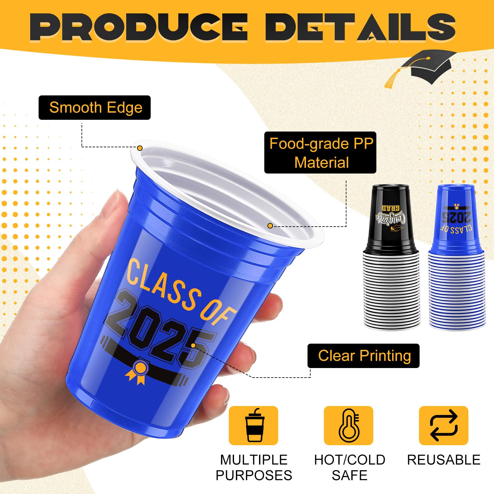 Snapklik.com : Sliner 60 Pieces Plastic Graduation Cups, 12oz ...