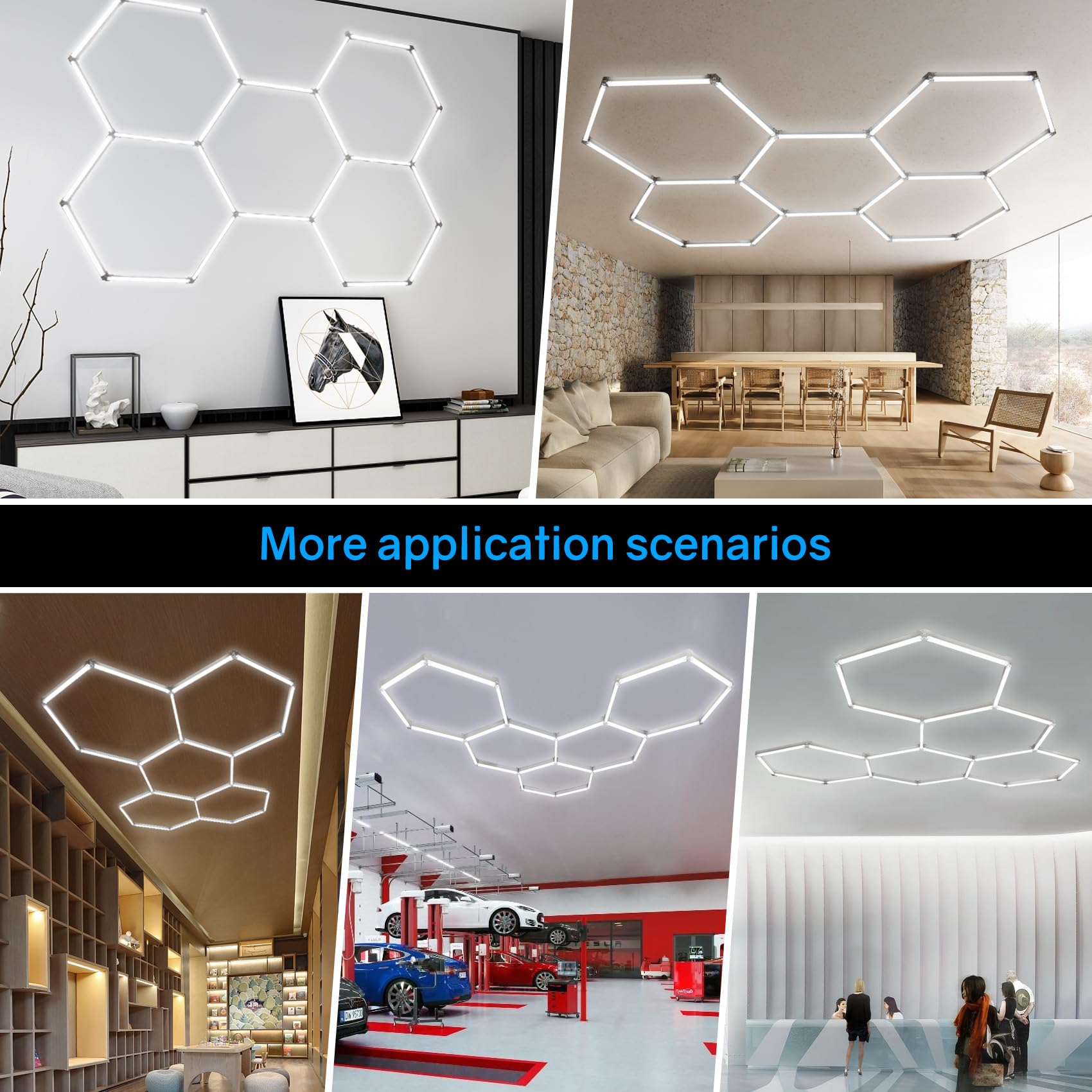 Snapklik.com : Hexagon Garage Lights, 25-Pack Ceiling Assembling Lights ...