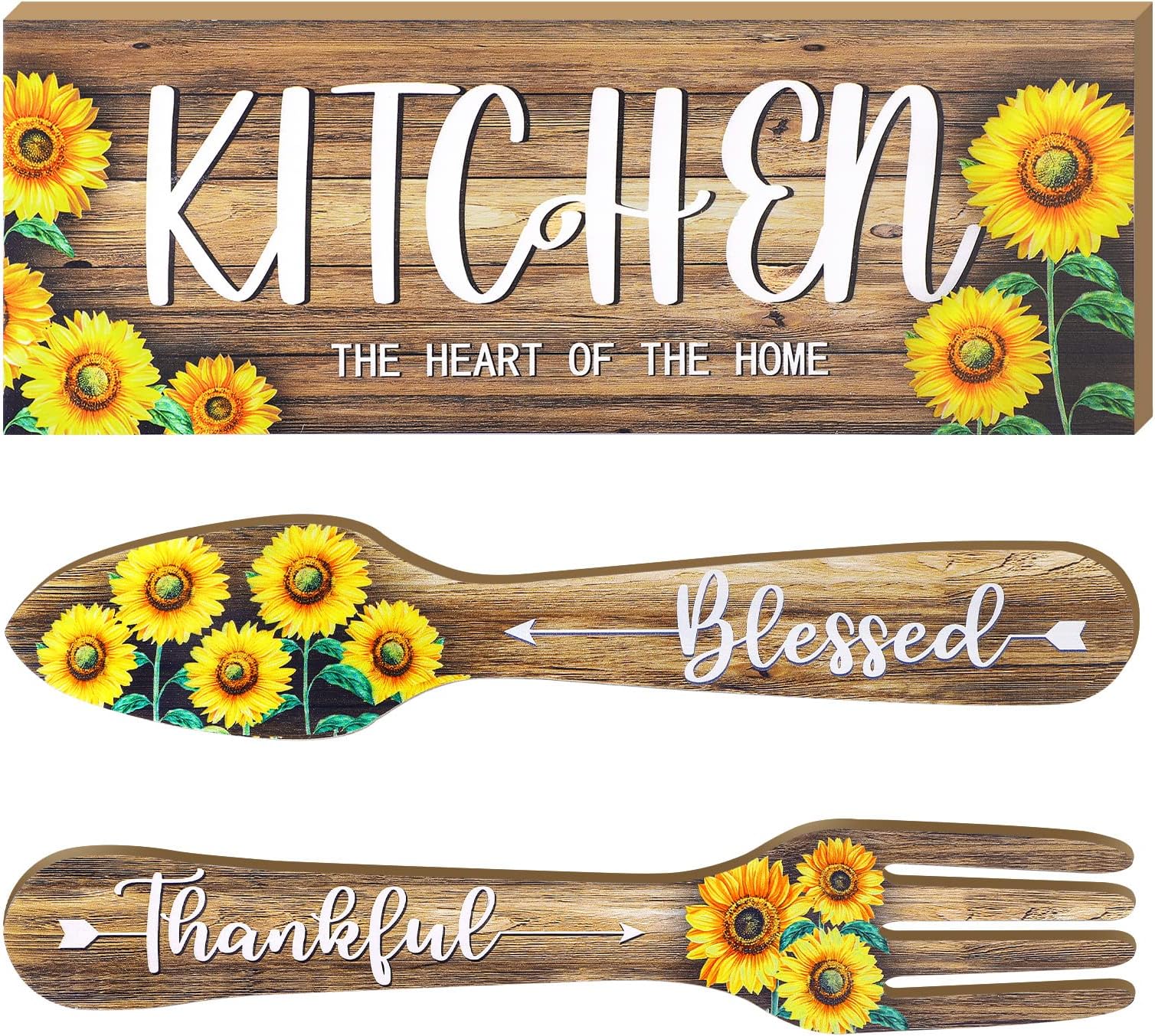Amazon.com: Sunflower Kitchen Wall Decor Bless The Food Before Us Sign ...
