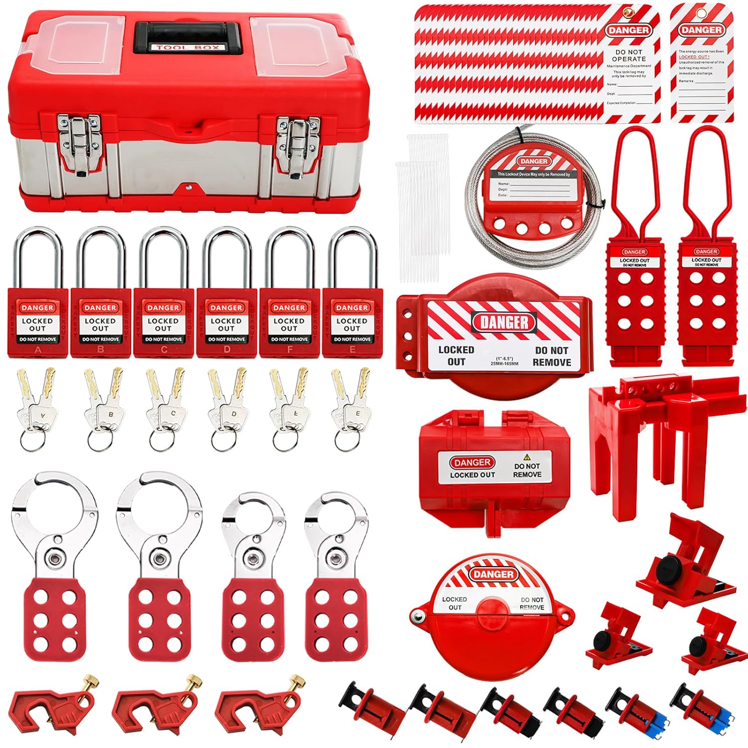 Yarlung 90 Pcs Lockout Tagout Kit Electrical Loto with Tools Box, 5 ...