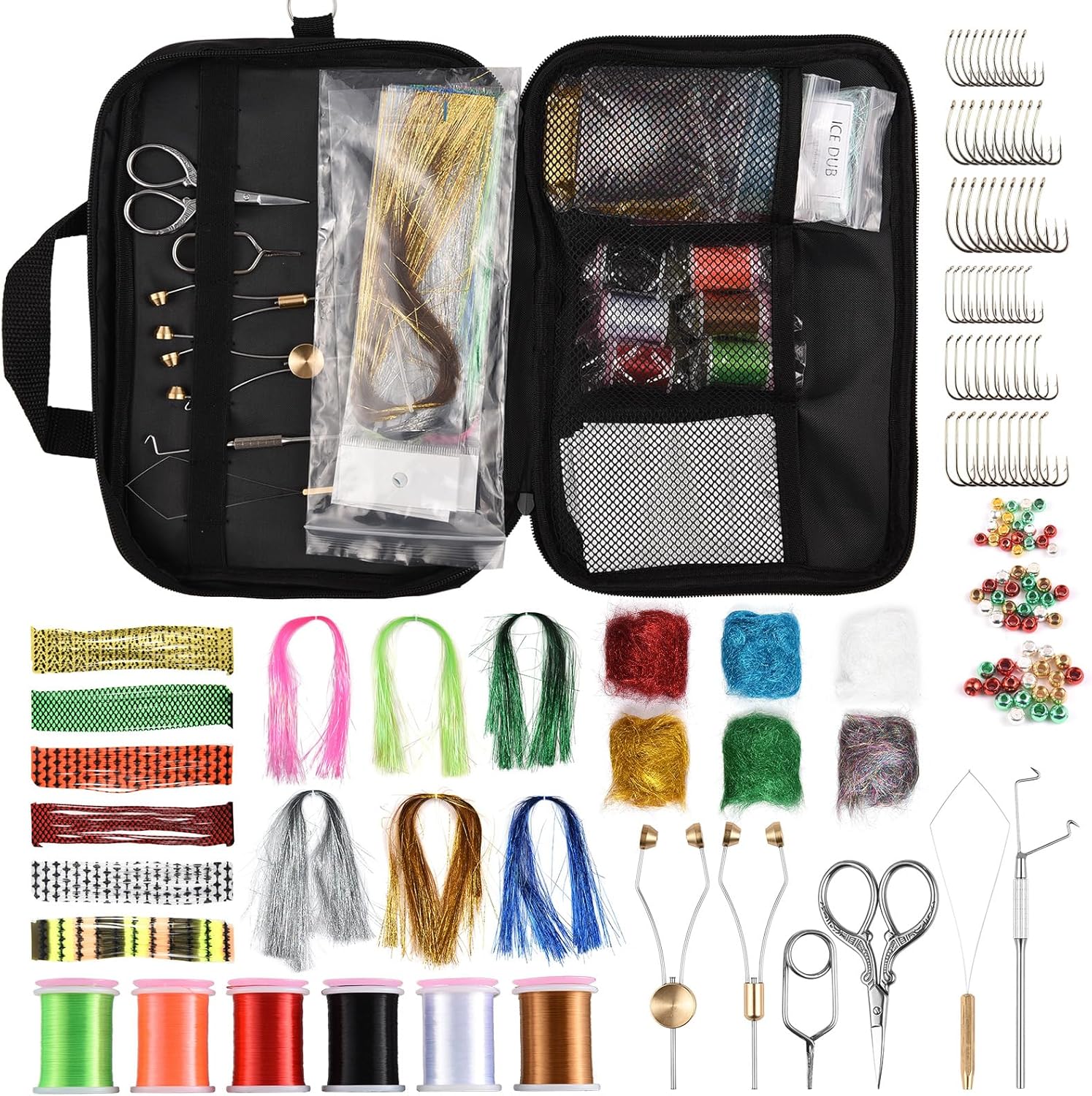 Amazon.com : Aomiun 150pcs Fly Tying Tool Kit Fly Tying Starter Kit Fly ...