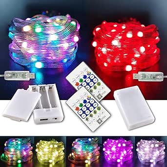Amazon.com: RYGDENG Fairy Light String with Remote, 2 Pack 32.8ft ...
