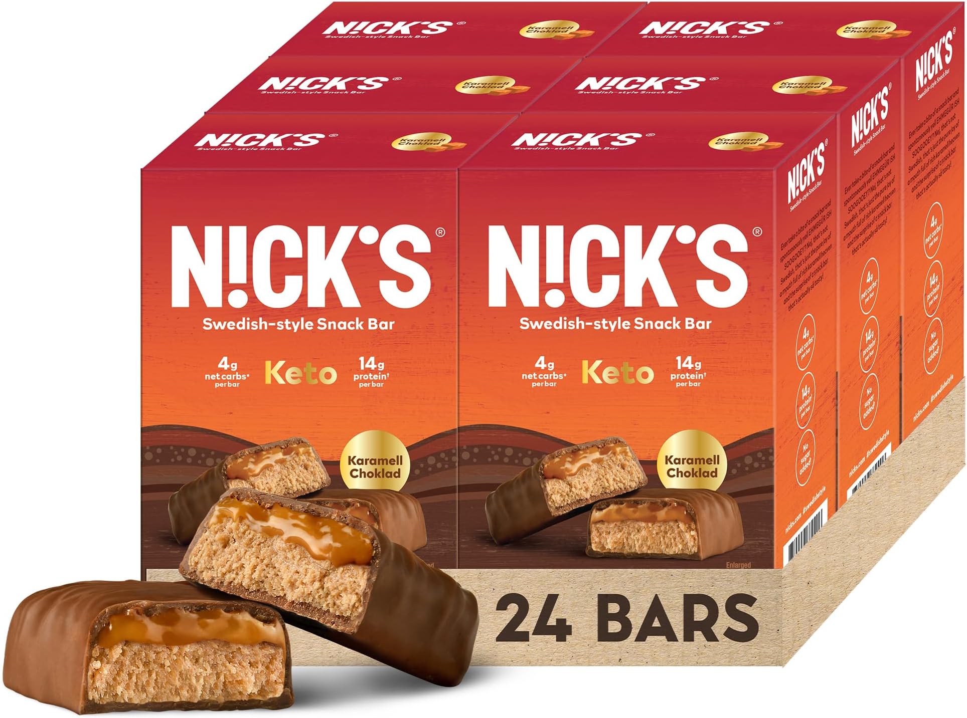 Amazon.com : Nick's Protein Bars Chocolate Caramel | 14g protein | 170 ...