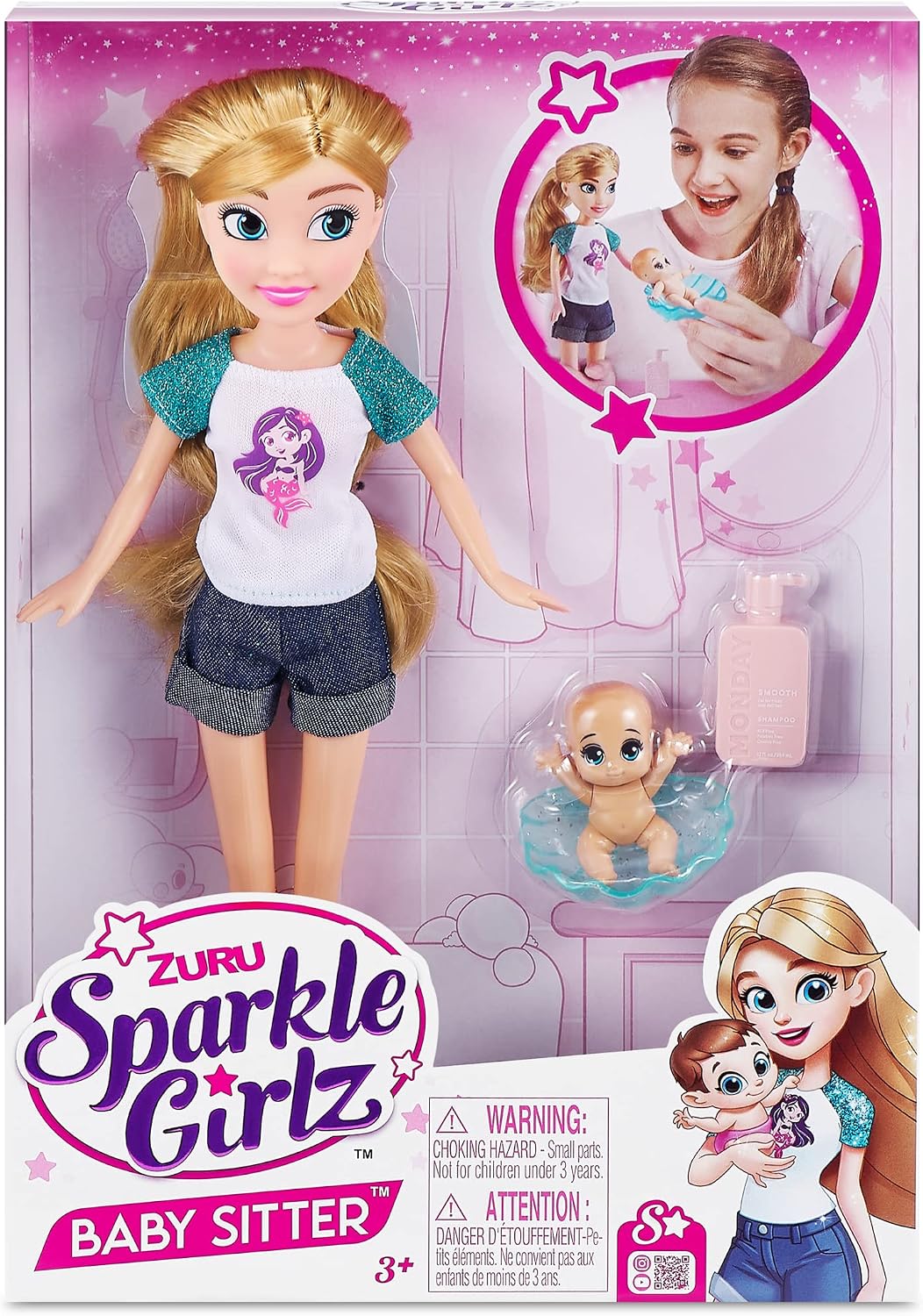 Amazon.com: Sparkle Girlz Babysitter Doll Set by ZURU : Toys & Games