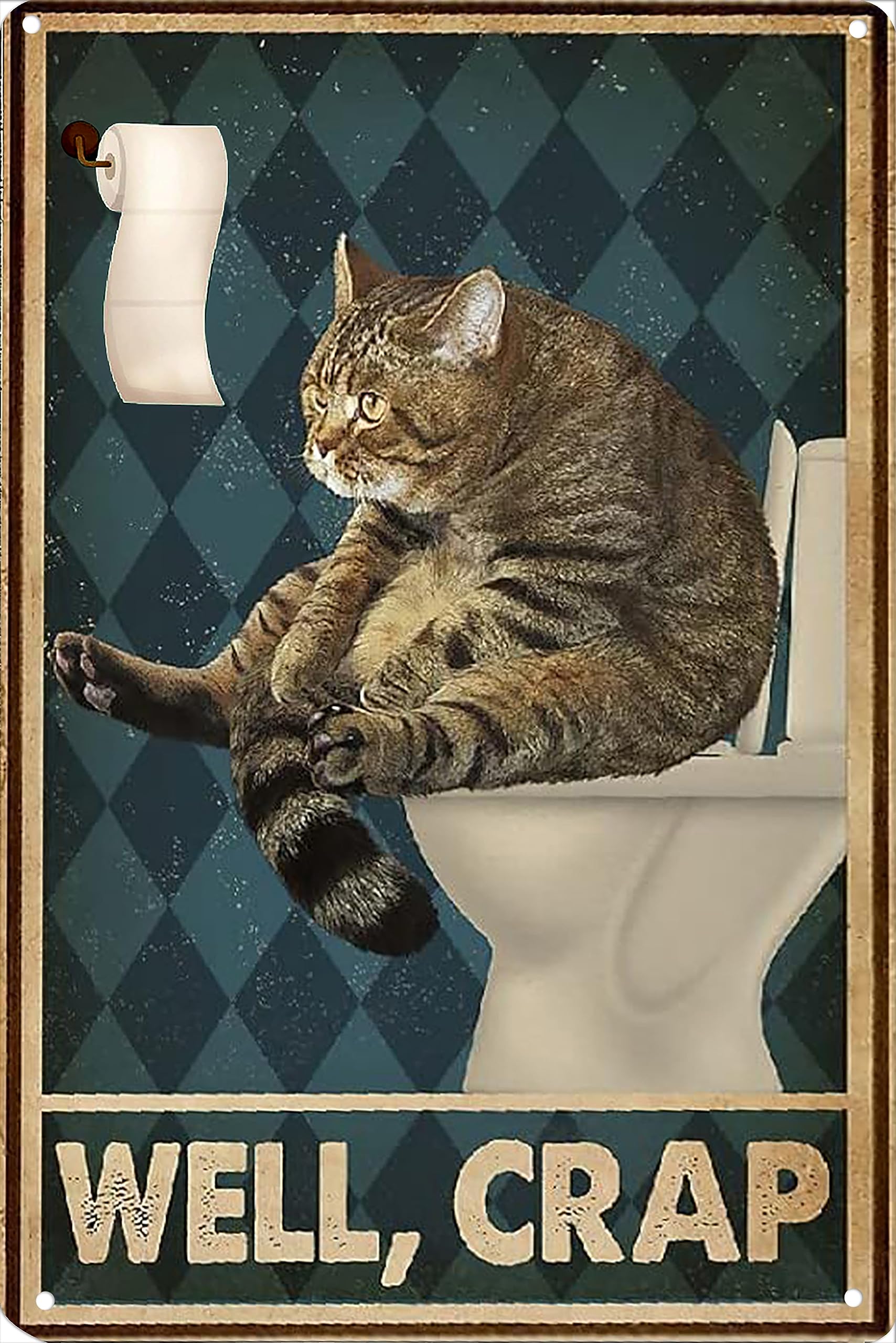 Amazon.com: Retro Restroom Well Crap Cat Metal Tin Signs Bathroom Sign ...