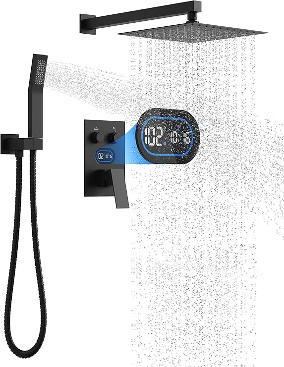 Push Button Diverter Shower Faucet Set, Hydro Power Temperature Display ...
