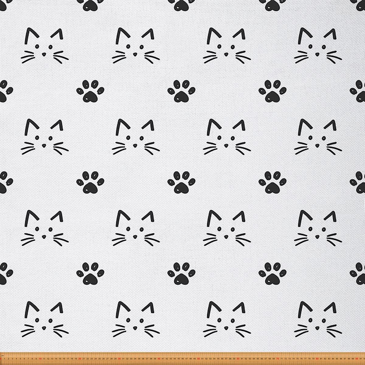Amazon.com: Feelyou Cute Cats Fabric by The Yard - Kawaii Style Cats Paw Upholstery, Cat Lover ...