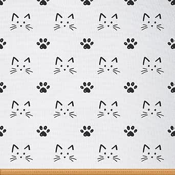 Amazon.com: Feelyou Cute Cats Fabric by The Yard - Kawaii Style Cats ...