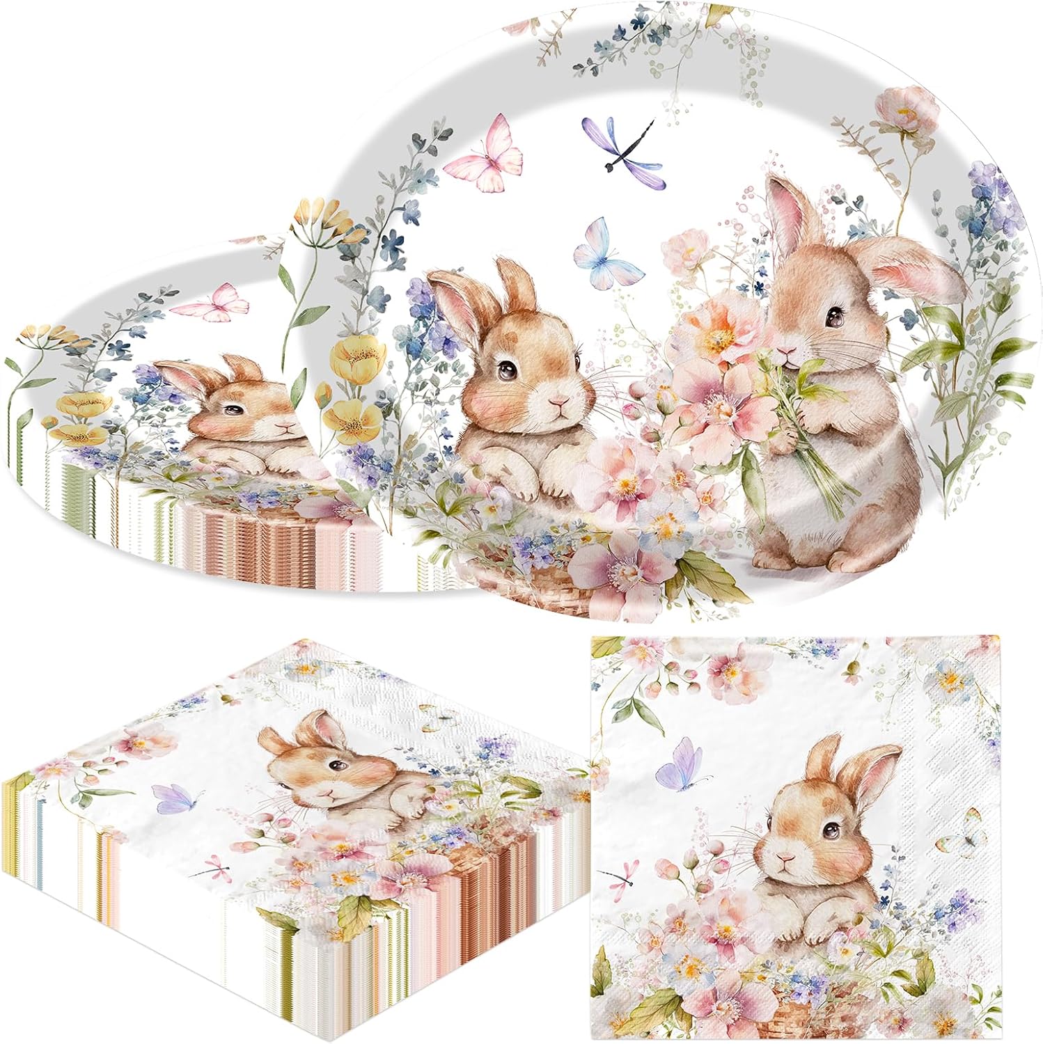 Amazon.com: TEMYAXU 100Pcs Easter Plates, Easter Plates and Napkins ...