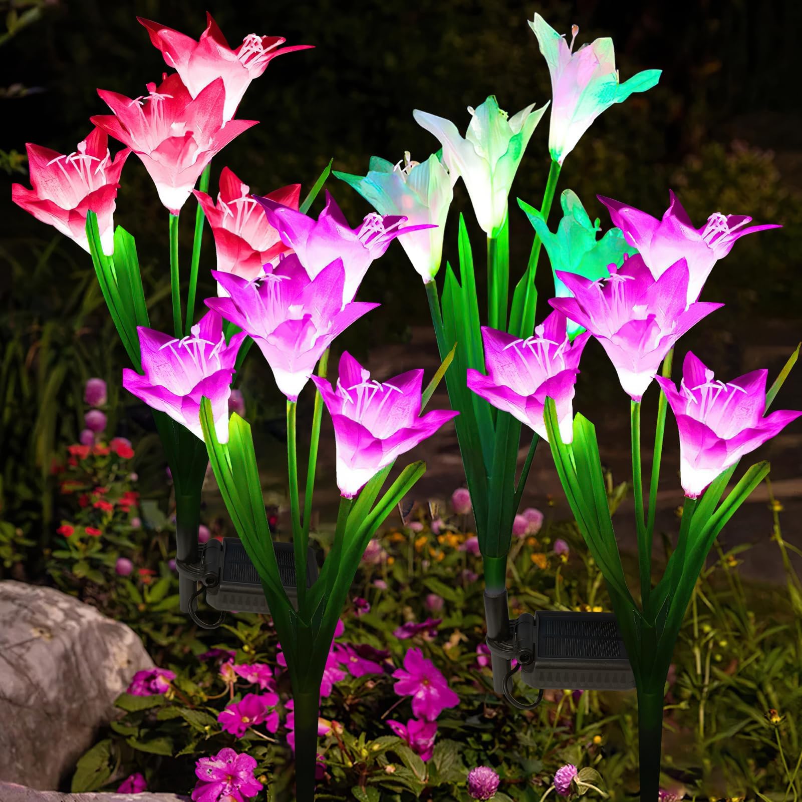 Lily Solar Garden Lights WdtPro Solar Lights Outdoor Garden Decorative