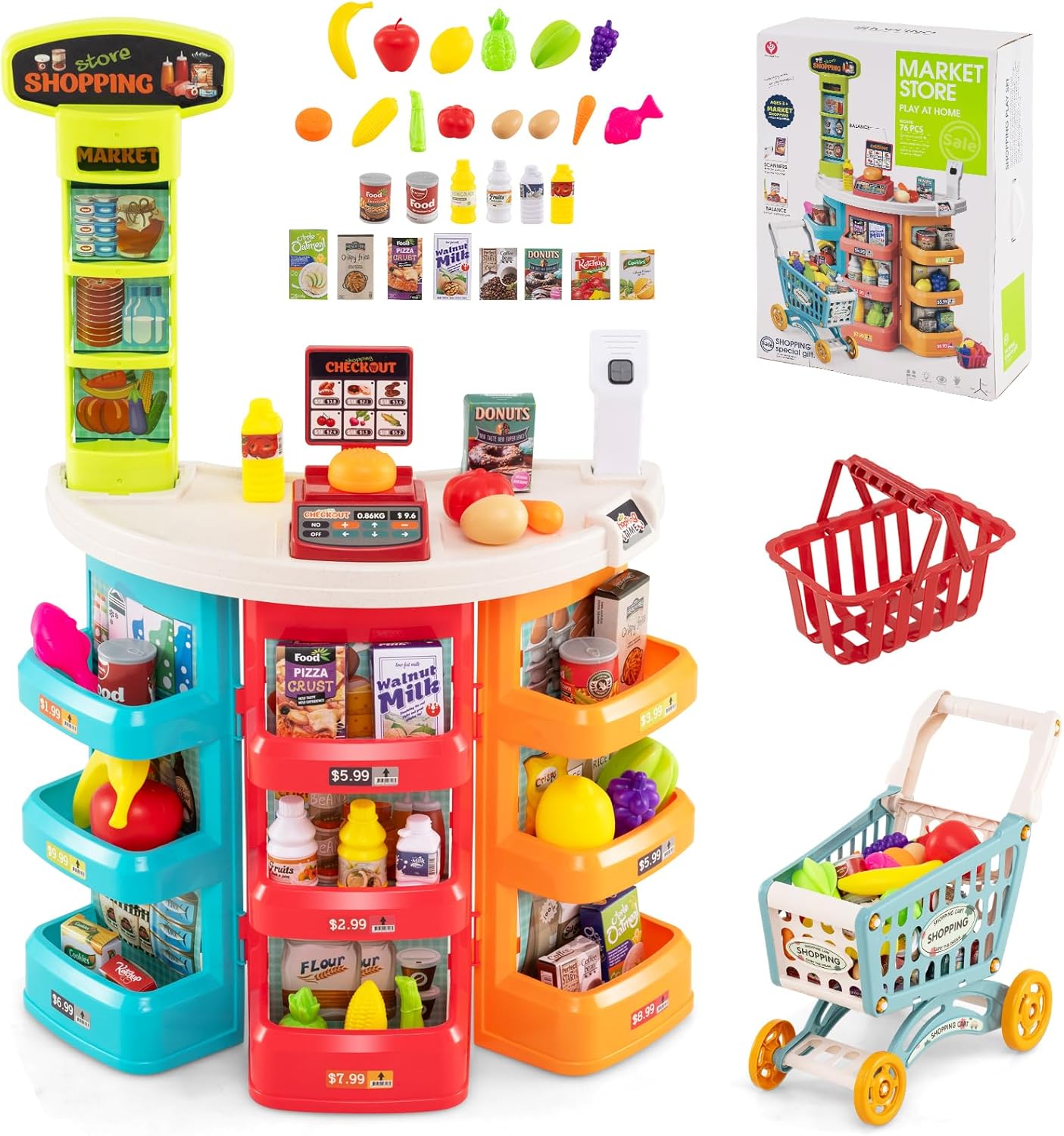 Costzon Grocery Store Playset, Grocery Store Pretend Play w/ Shopping ...