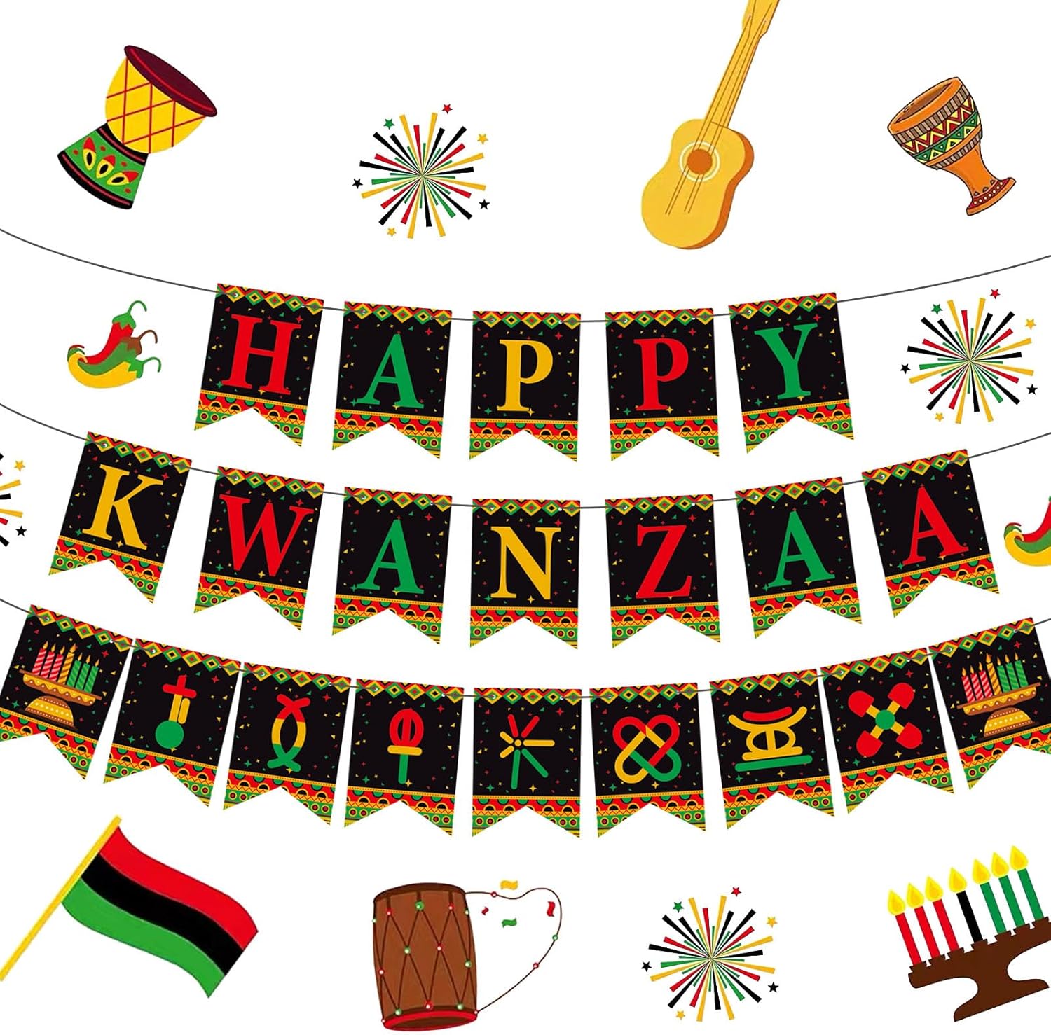 Amazon.com: Kwanzaa Decorations,Happy Kwanzaa Banner-African Heritage ...