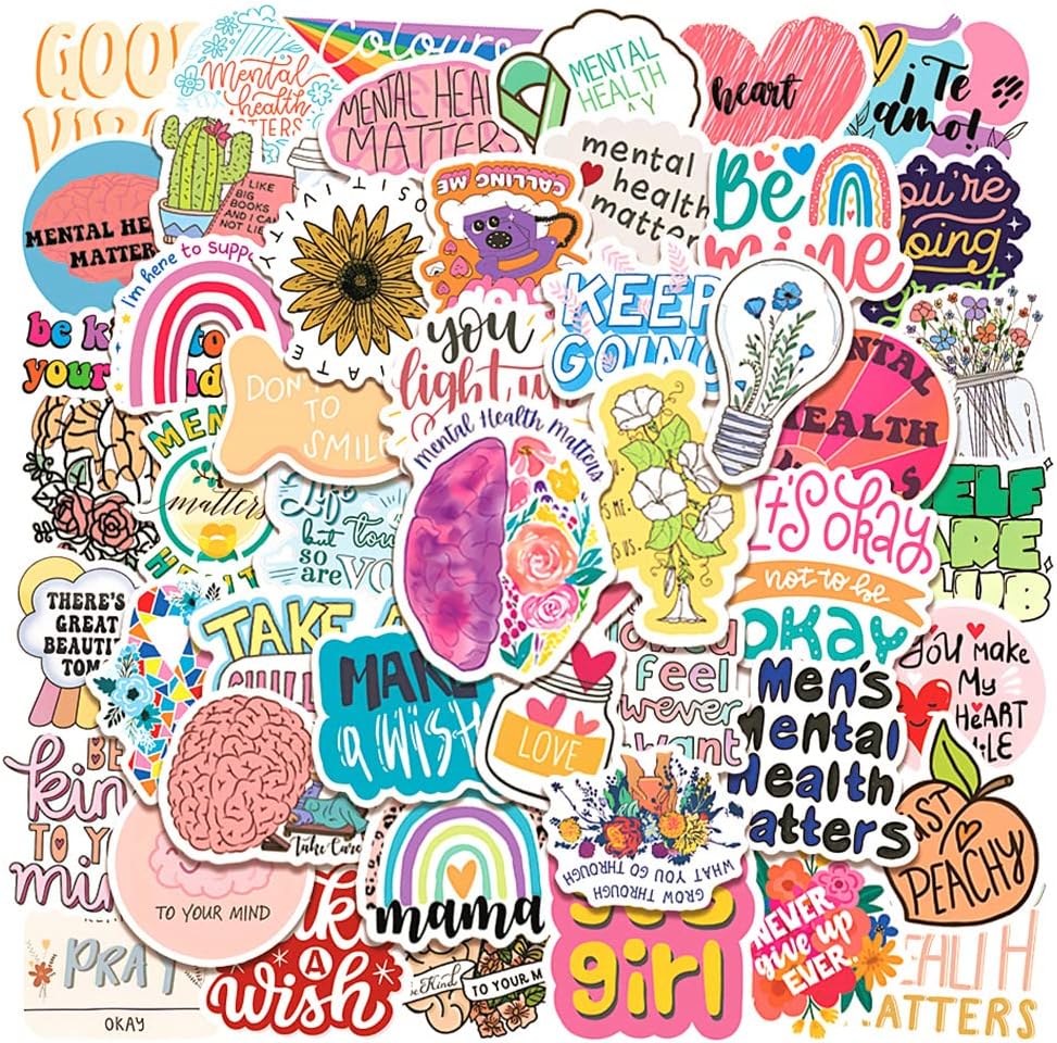 50pcs Mental Health Education Stickers, Positive Inspirational Quotes ...