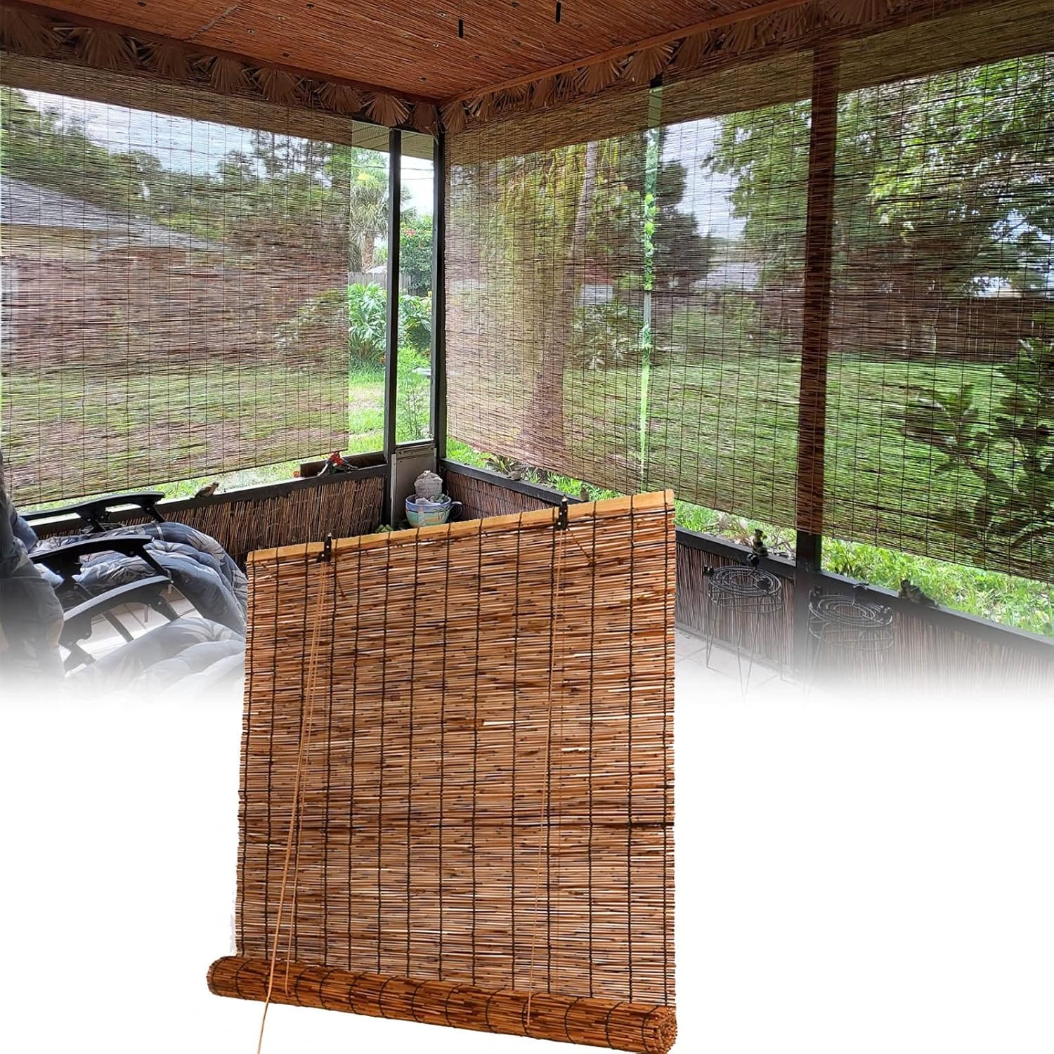 Amazon.com: Patio Shades Roll Up Outdoor Bamboo Roll Up Window Blinds ...