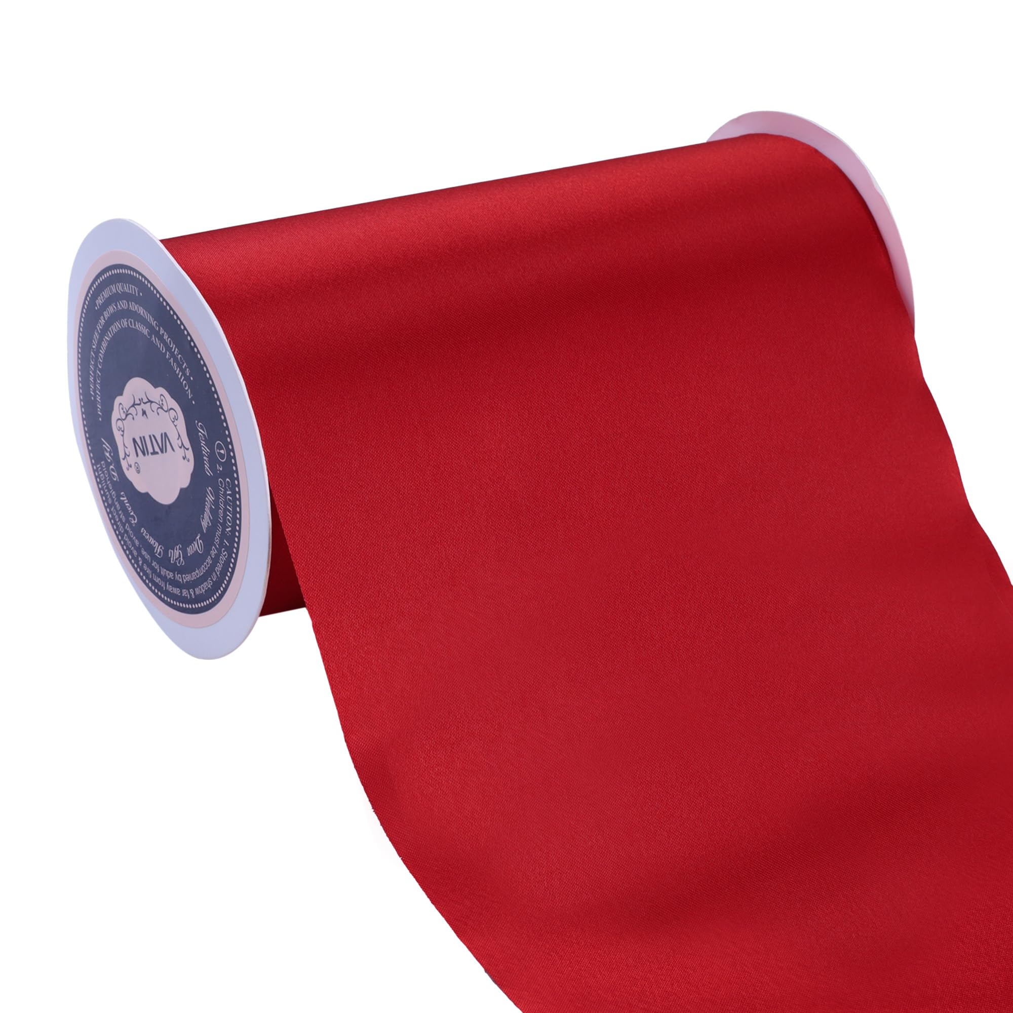 Amazon.com: VATIN 6 Inch x 22Yards Wide Red Satin Solid Ribbon Large ...